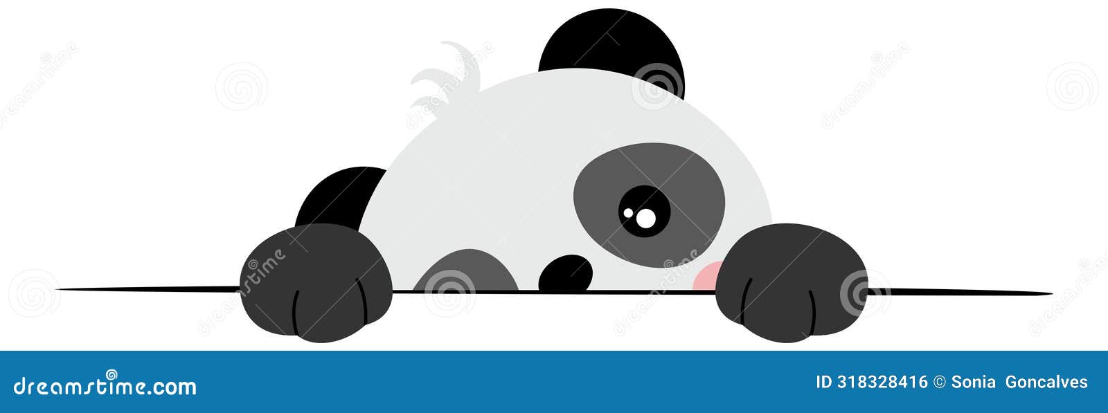 Adorable Panda Peeking Out from Behind Stock Vector - Illustration of ...
