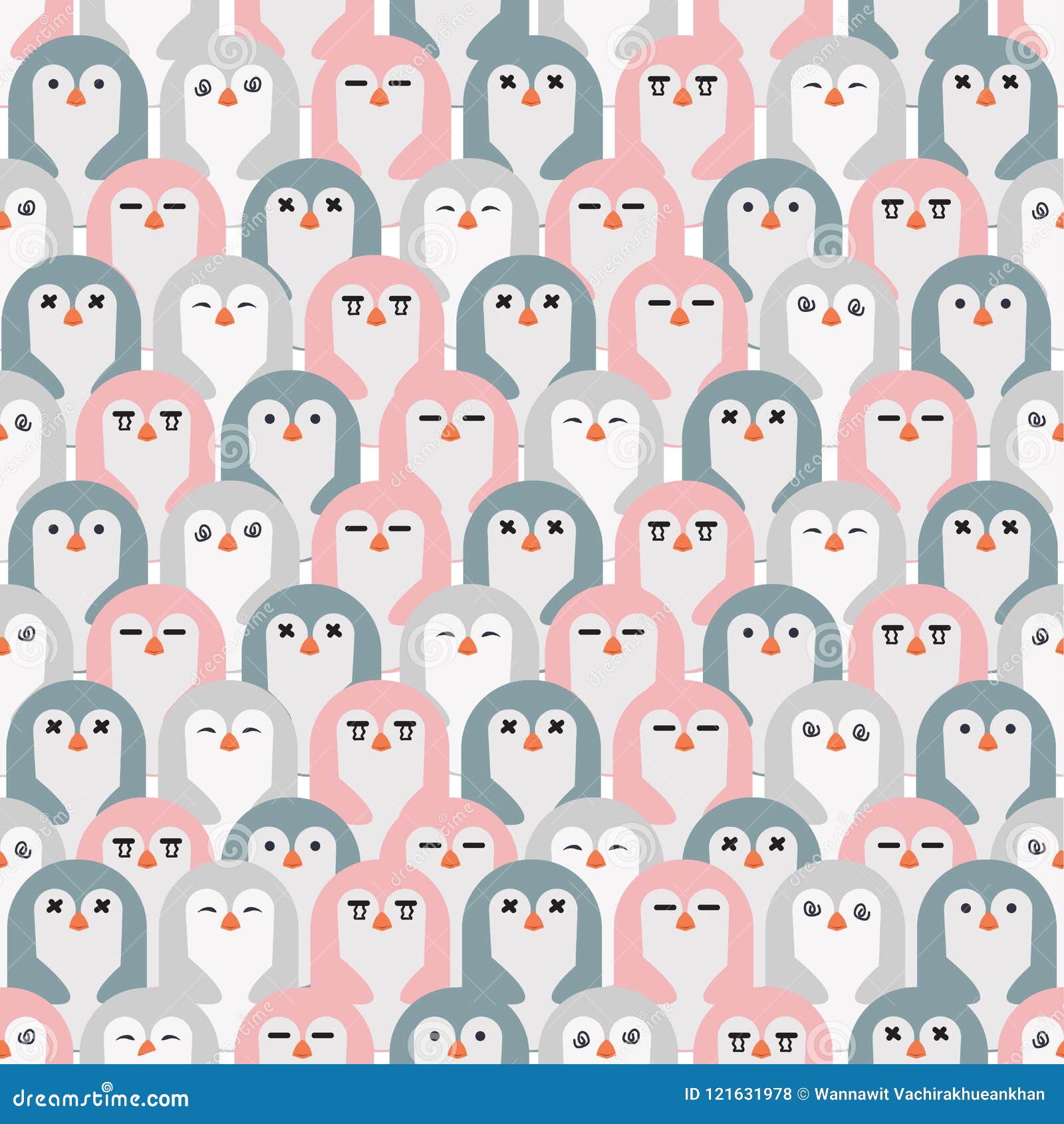 Adorable Penguins Seamless Pattern Stock Vector - Illustration of cute ...