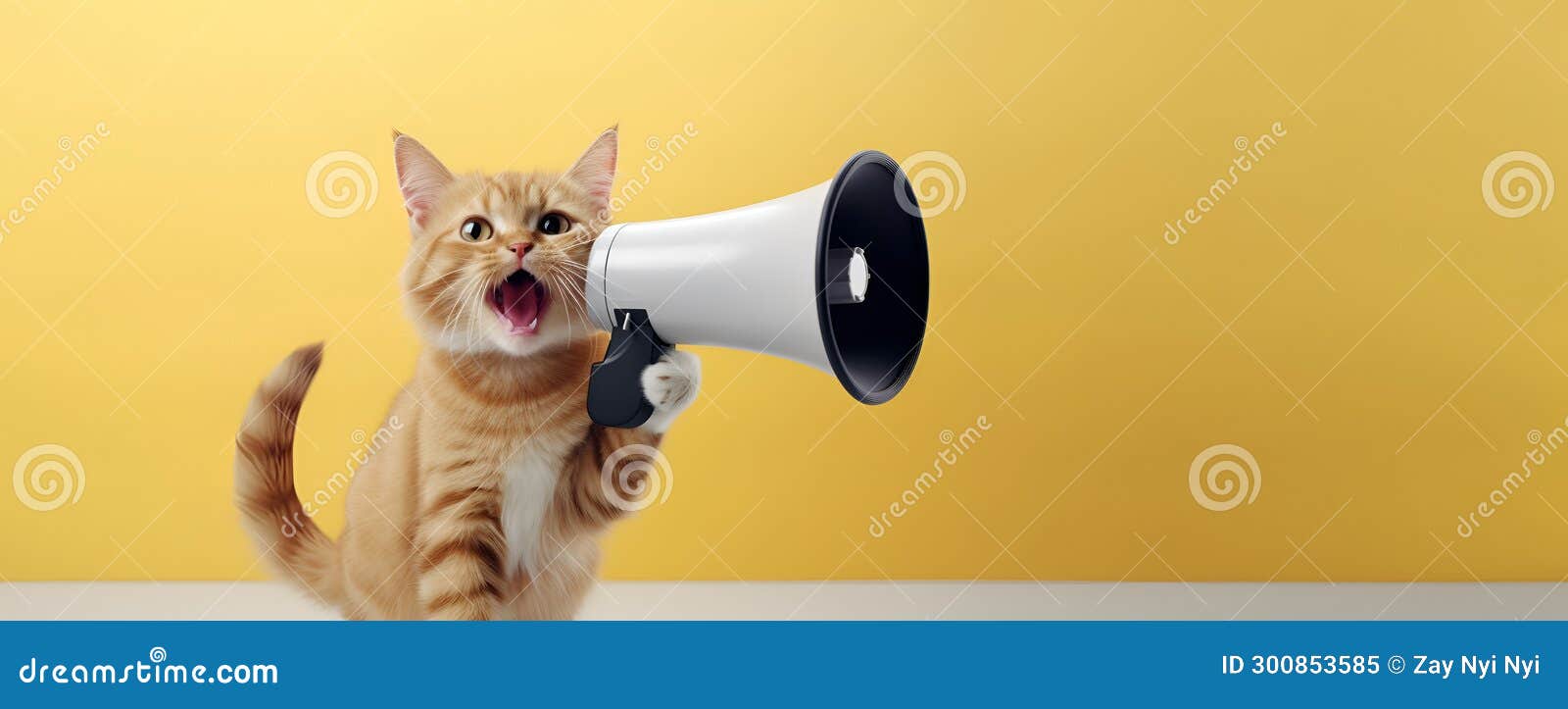 Cat Announcing Using Megaphone. Notifying, Warning, Announcement Stock ...