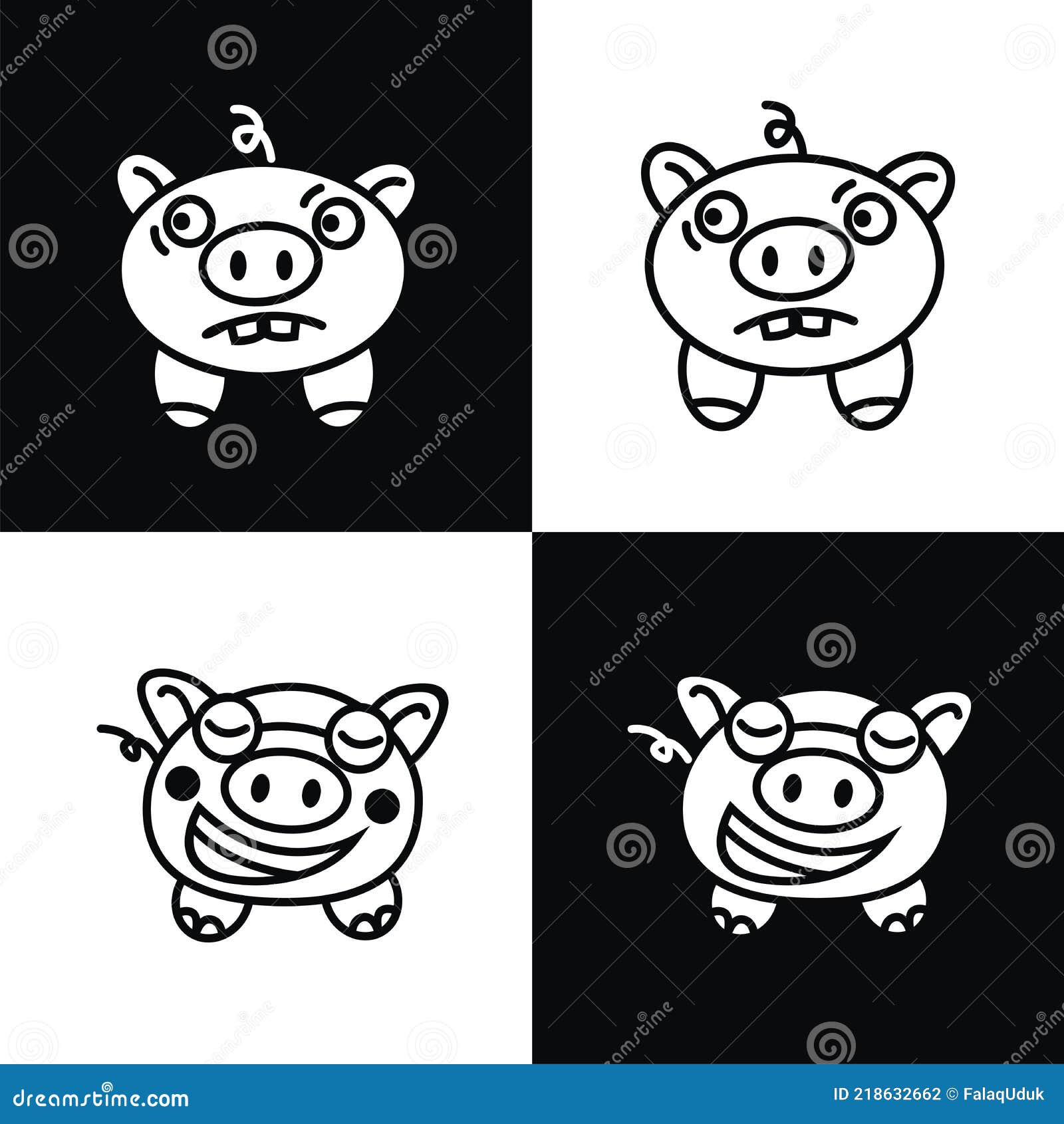 Adorable pig line art logo stock vector. Illustration of piggy - 218632662