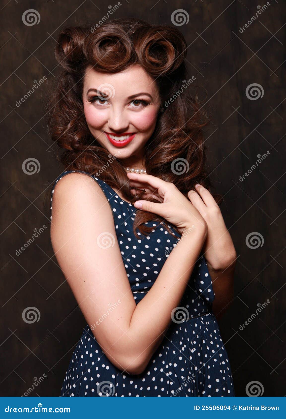Adorable Pin Up Style Girl in Studio Stock Photo - Image of caucasian ...