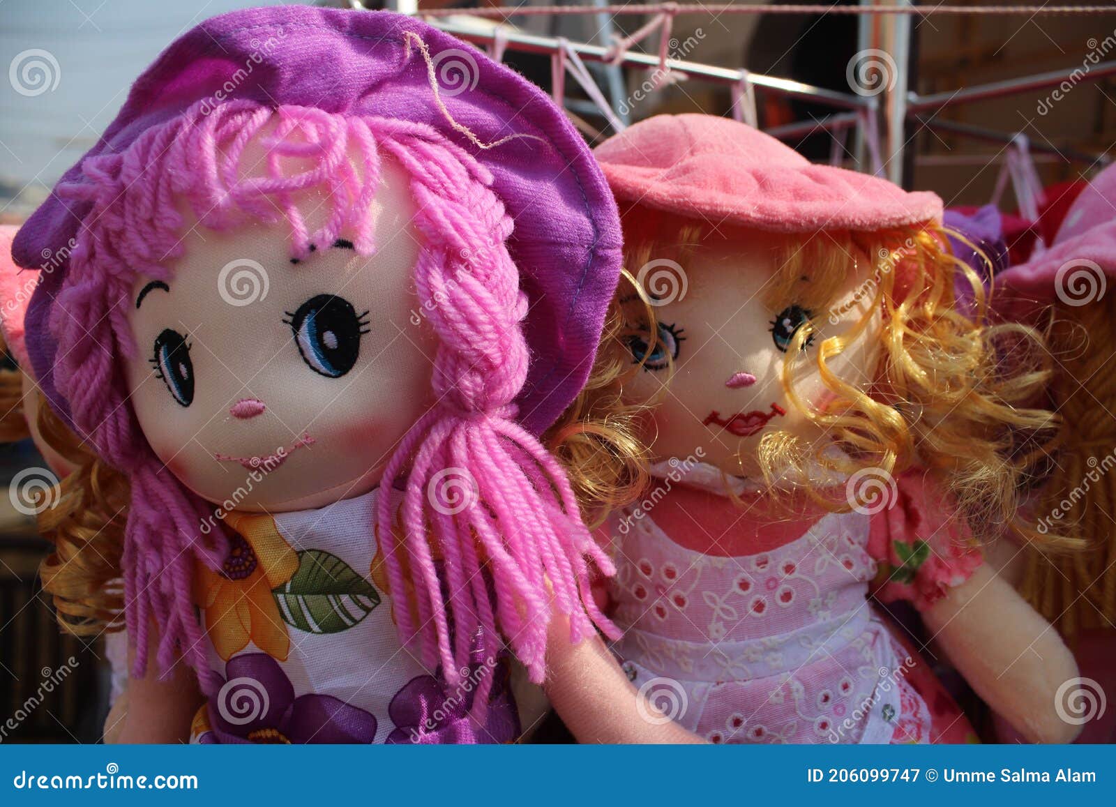 Adorable Pink Colored Dolls Stock Image - Image of costume, dress ...