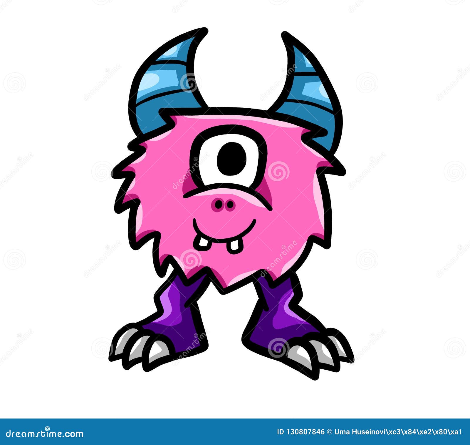 Adorable Pink Monster stock illustration. Illustration of horror ...