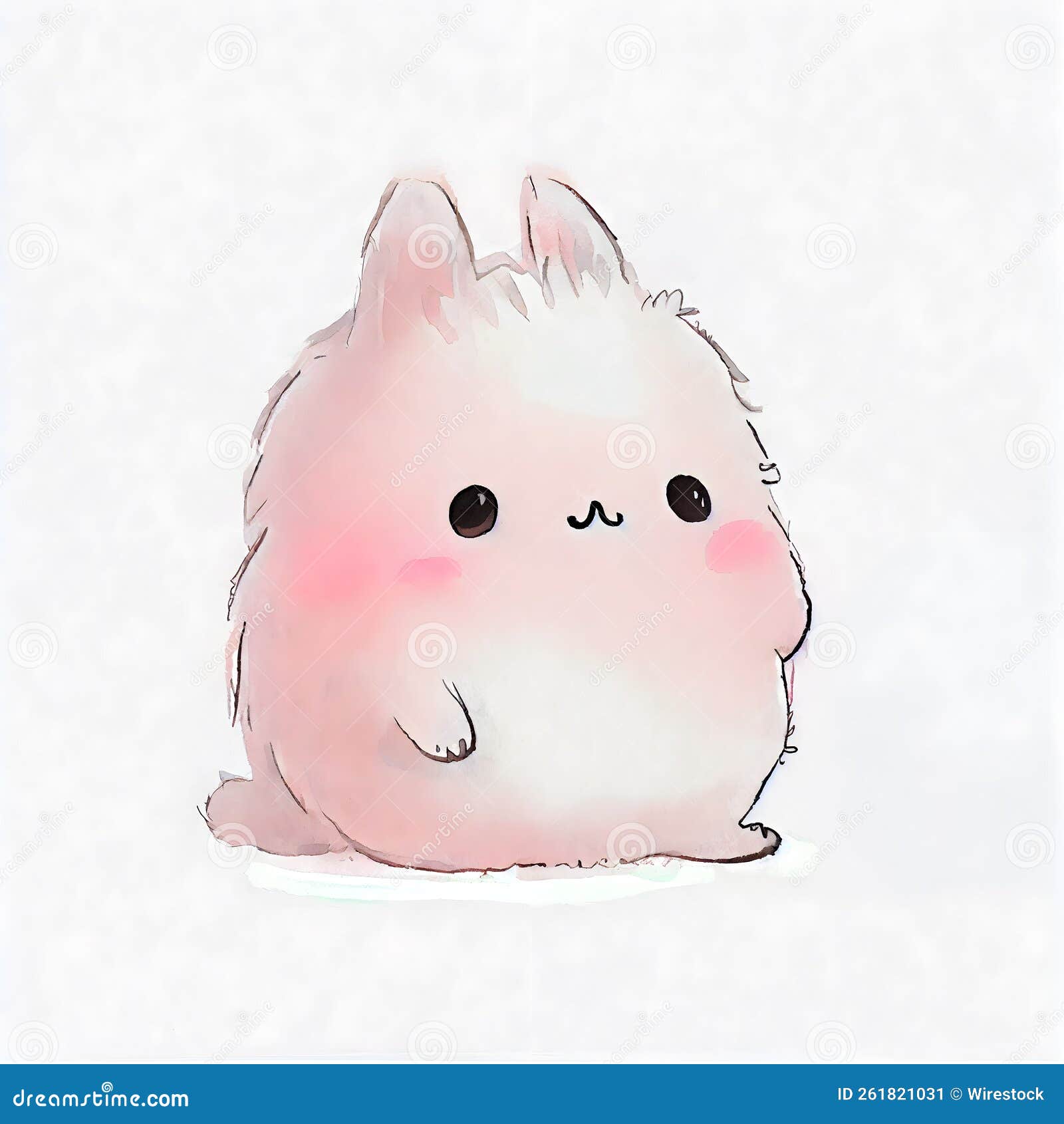 Adorable Pink Rabbit Isolated on White Background Stock Illustration ...