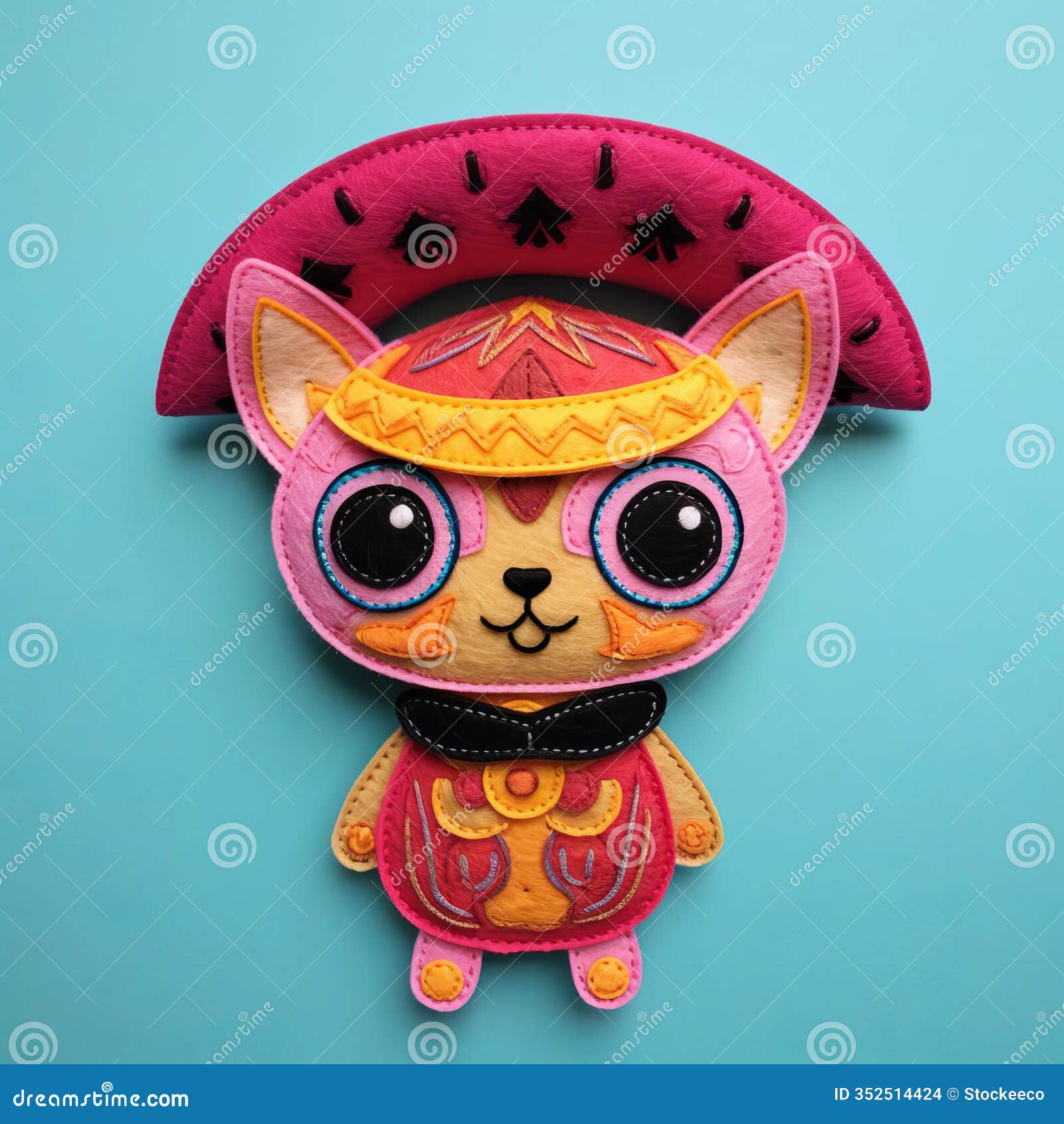 Adorable Realistic Felt Cipactli on Solid Color Background Stock ...