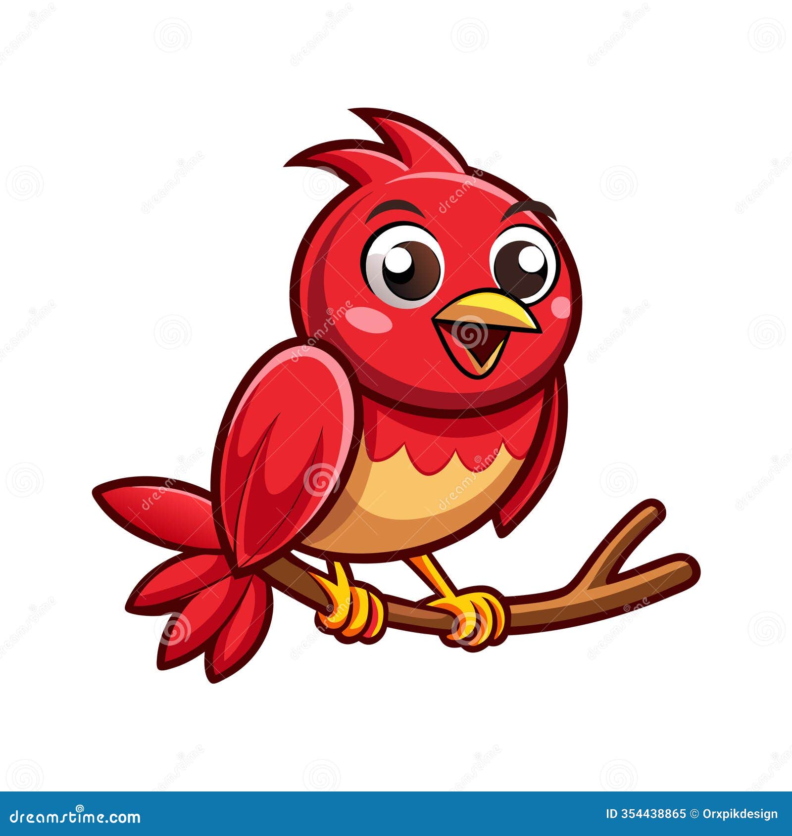 Adorable Ruby Red Bird Cartoon Character Stock Vector - Illustration of ...