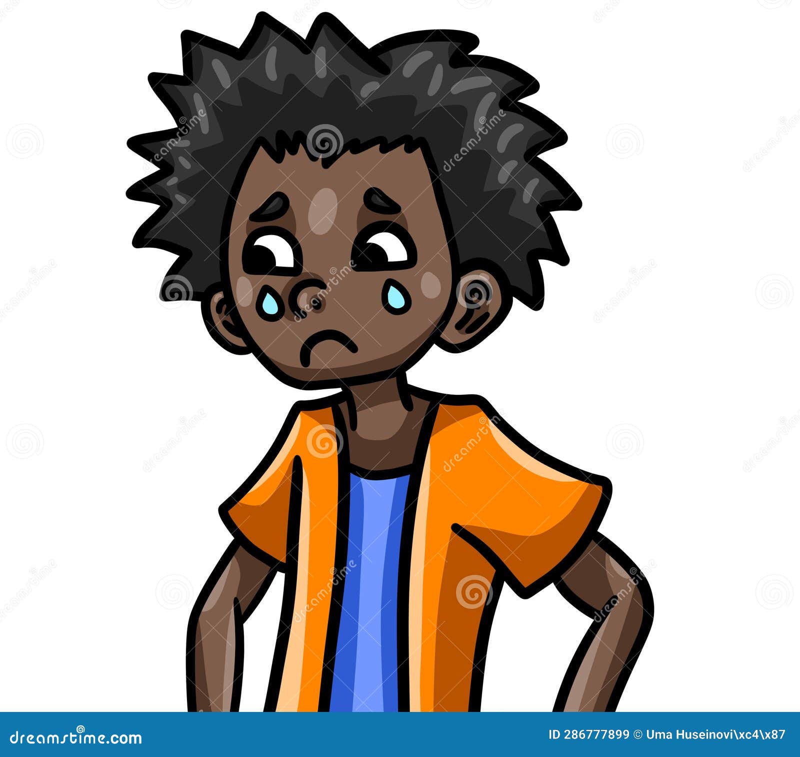 A Very Adorable Sad Black Boy Stock Illustration - Illustration of ...