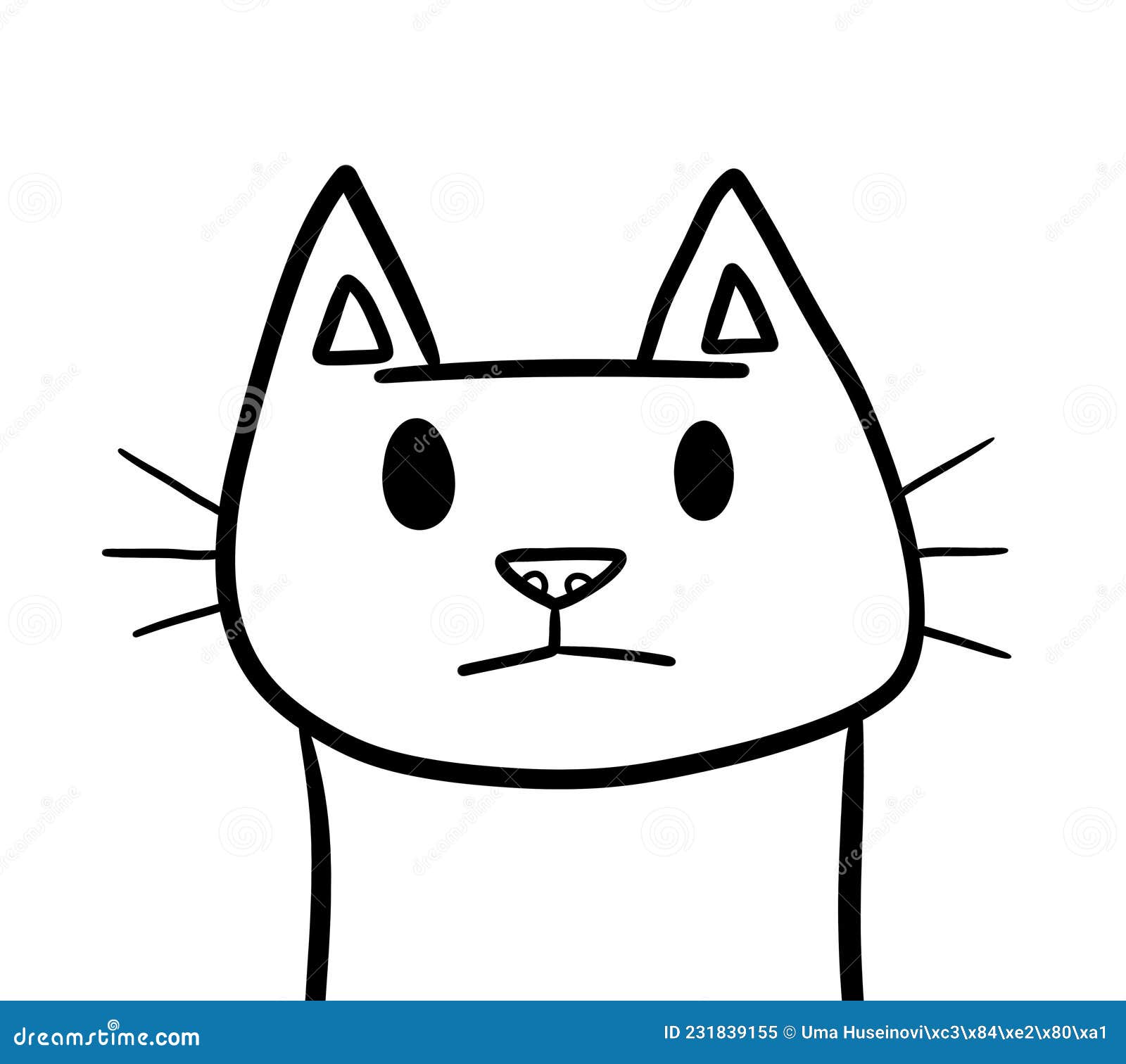 Adorable Sad Cat Doodle stock illustration. Illustration of kitty ...
