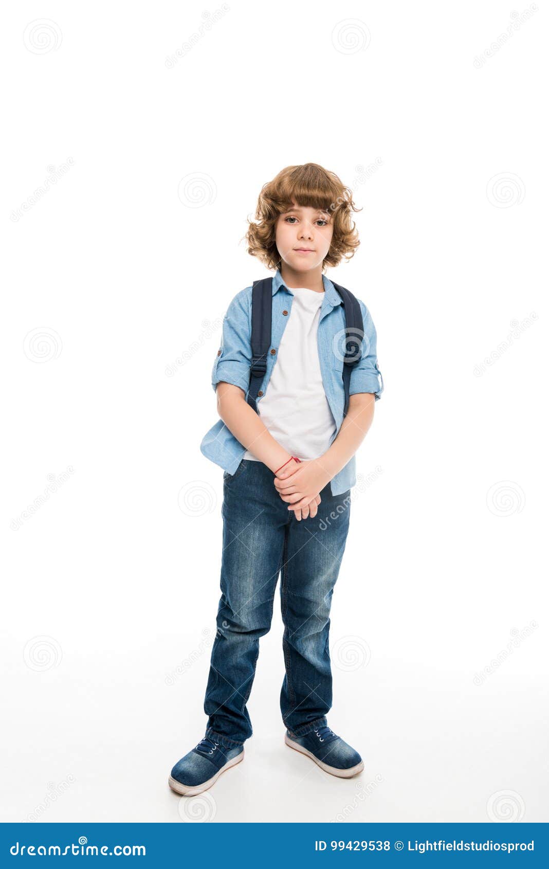Adorable Schoolboy with Backpack Stock Photo - Image of casual, learn ...