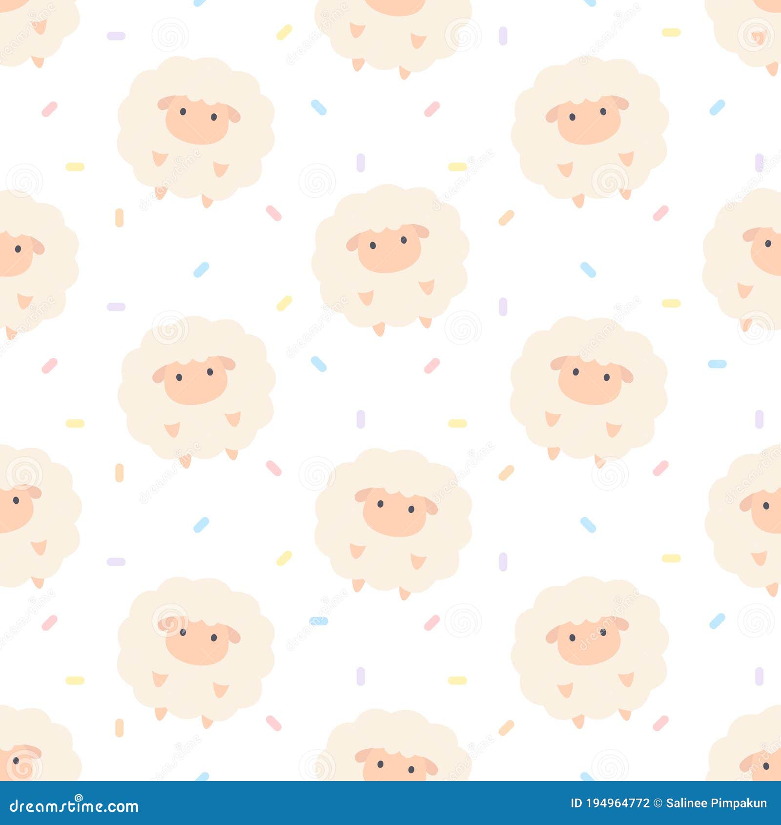 Adorable Sheep Seamless Pattern Background Stock Vector - Illustration ...