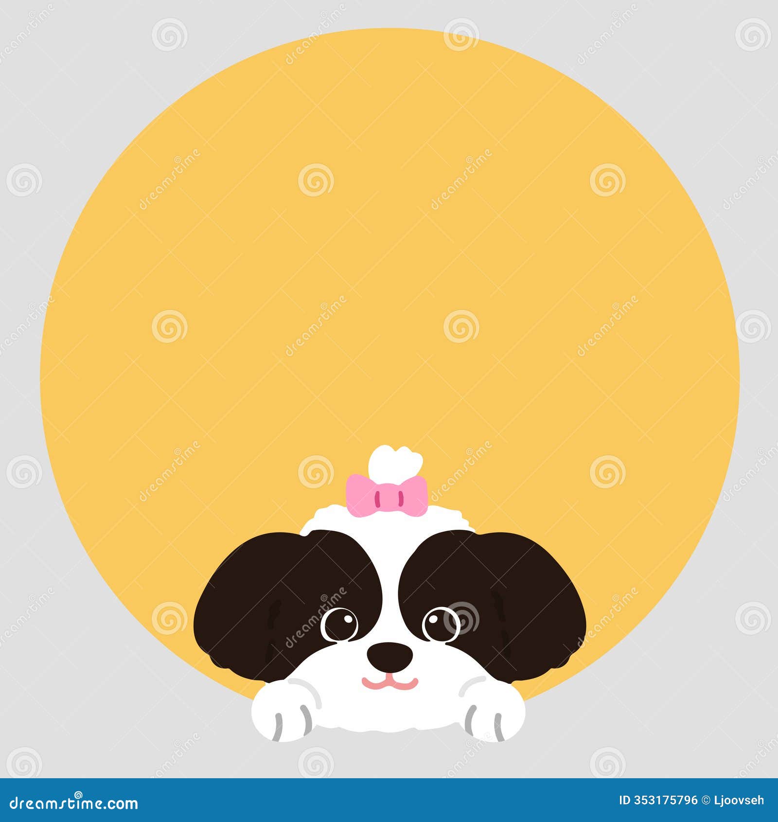Adorable Shih Tzu Coming Out of a Circle Shape Stock Illustration ...