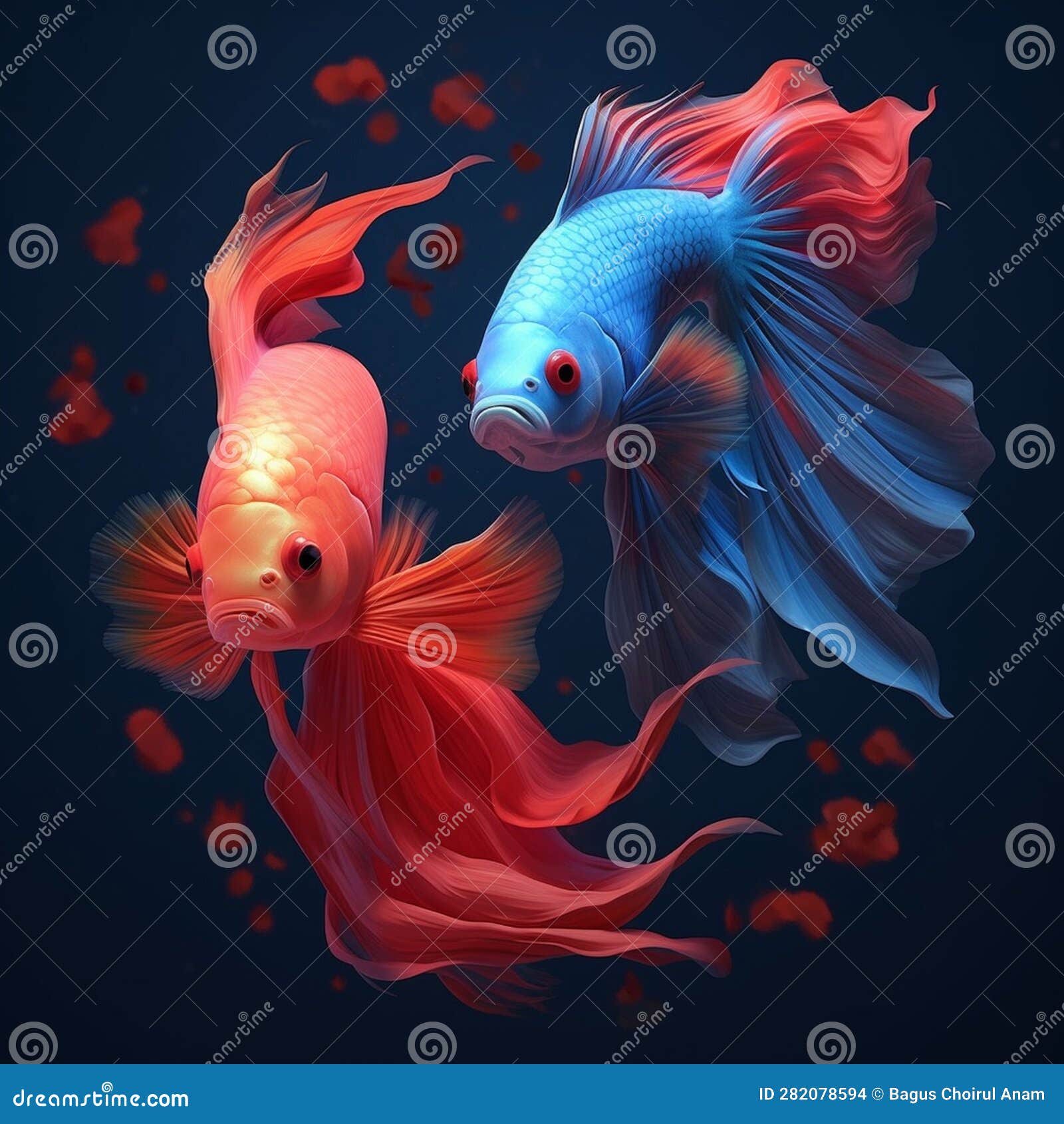 Adorable Siamese Fighting Fish Animation Stock Illustration ...