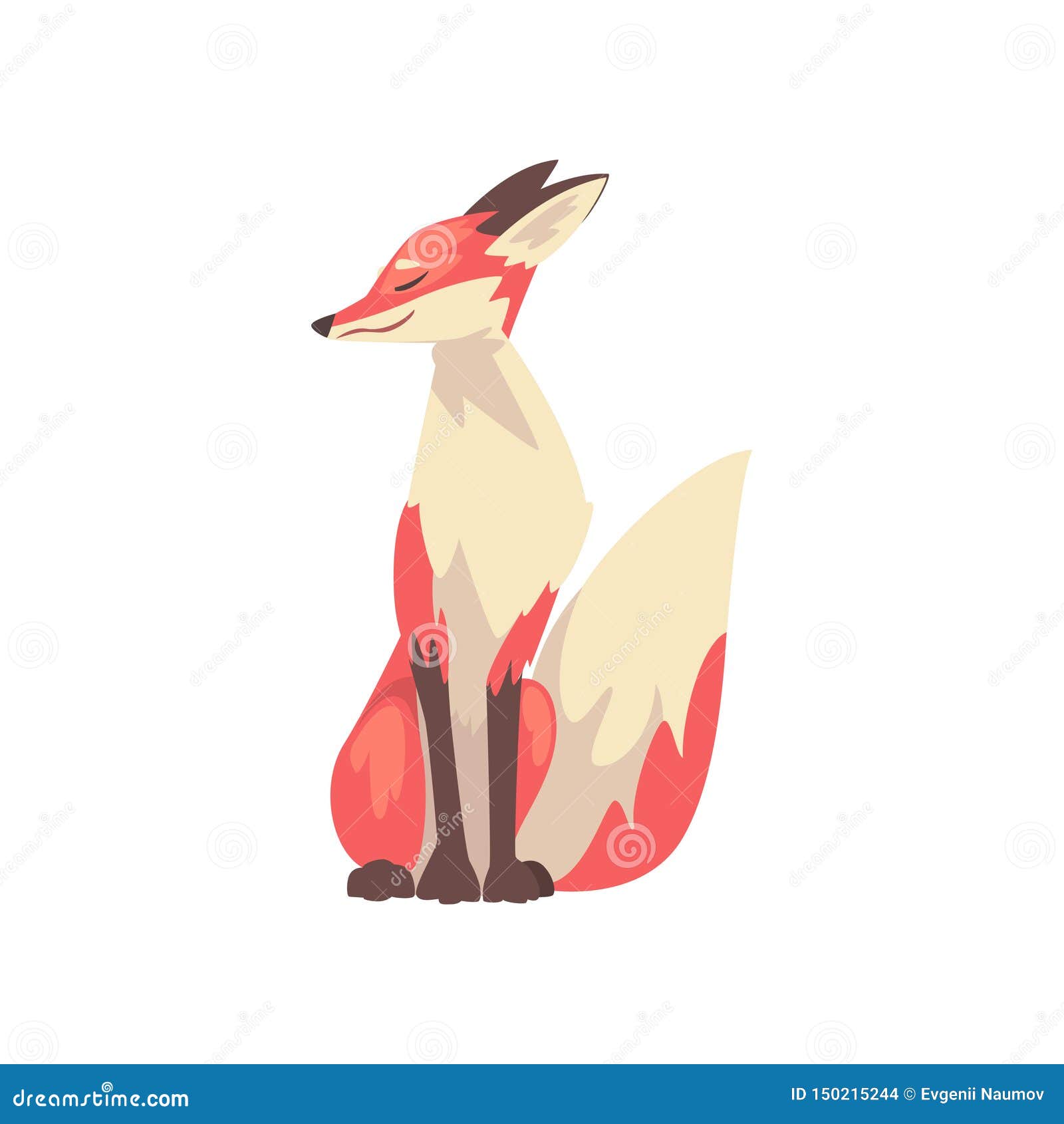 Adorable Sitting Red Fox Character Cartoon Vector Illustration Stock ...