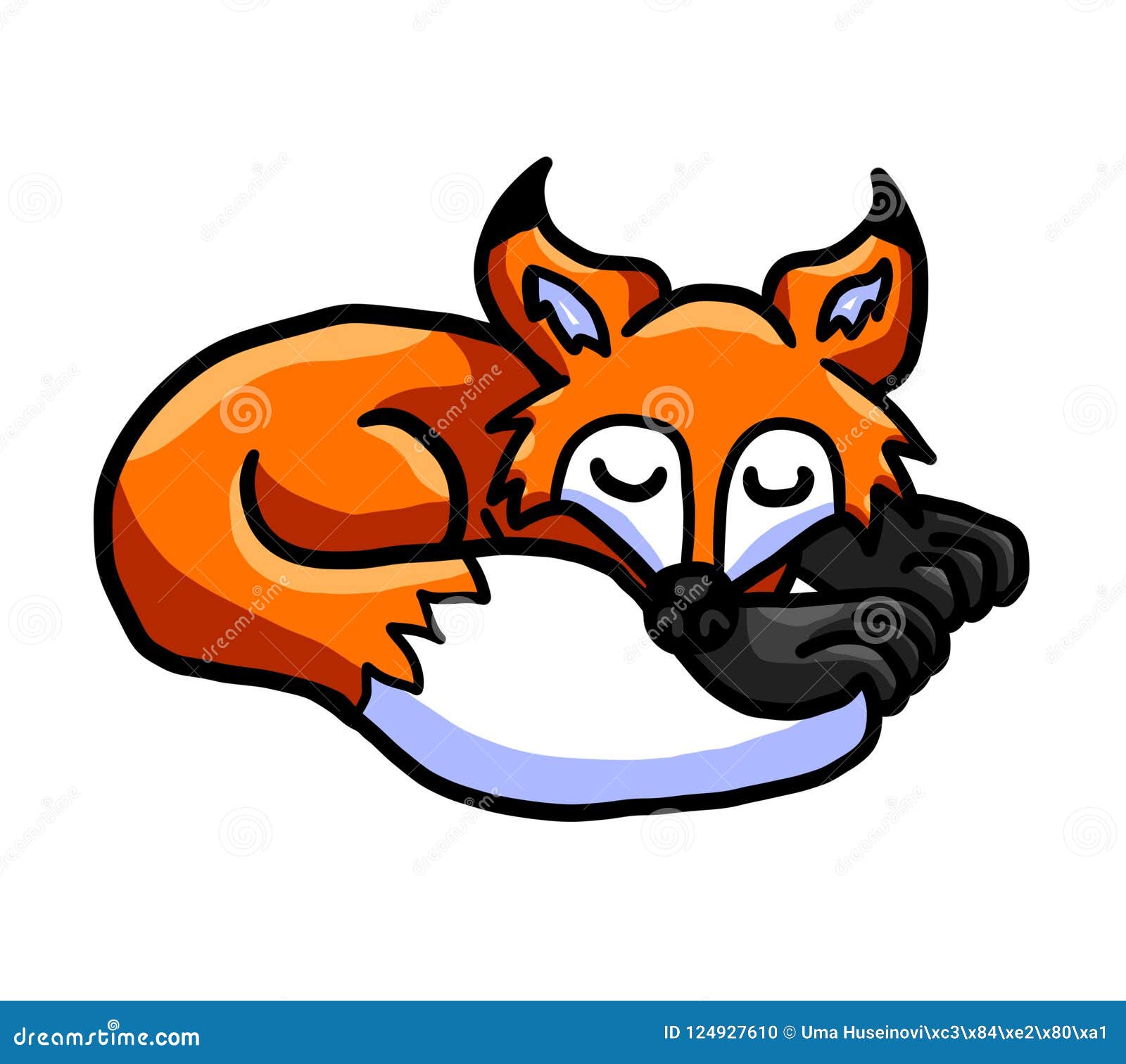 Adorable Sleeping Fox stock illustration. Illustration of cartoon ...