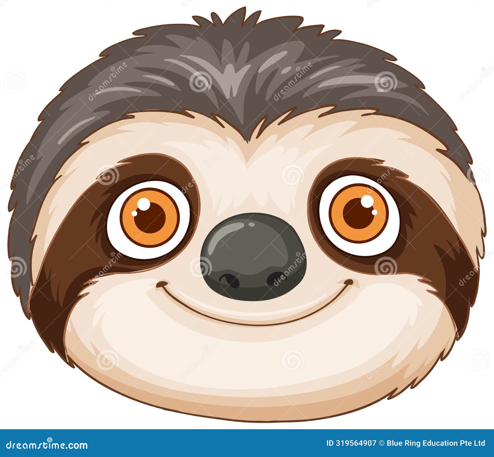 A Sloth Face with Big, Happy Eyes Stock Vector - Illustration of ...