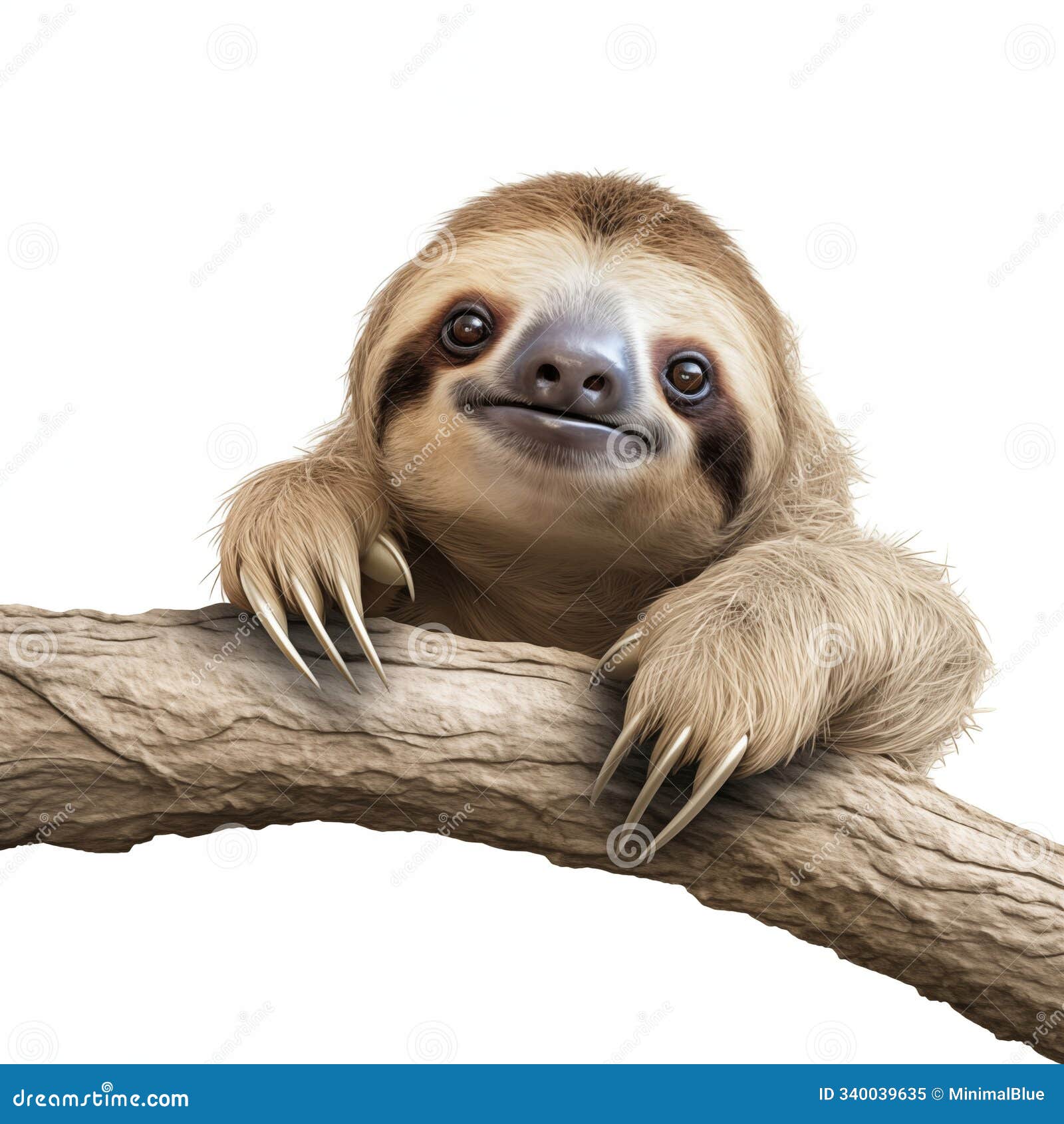 Adorable Sloth Hanging on Tree Branch with Claws Visible Stock ...