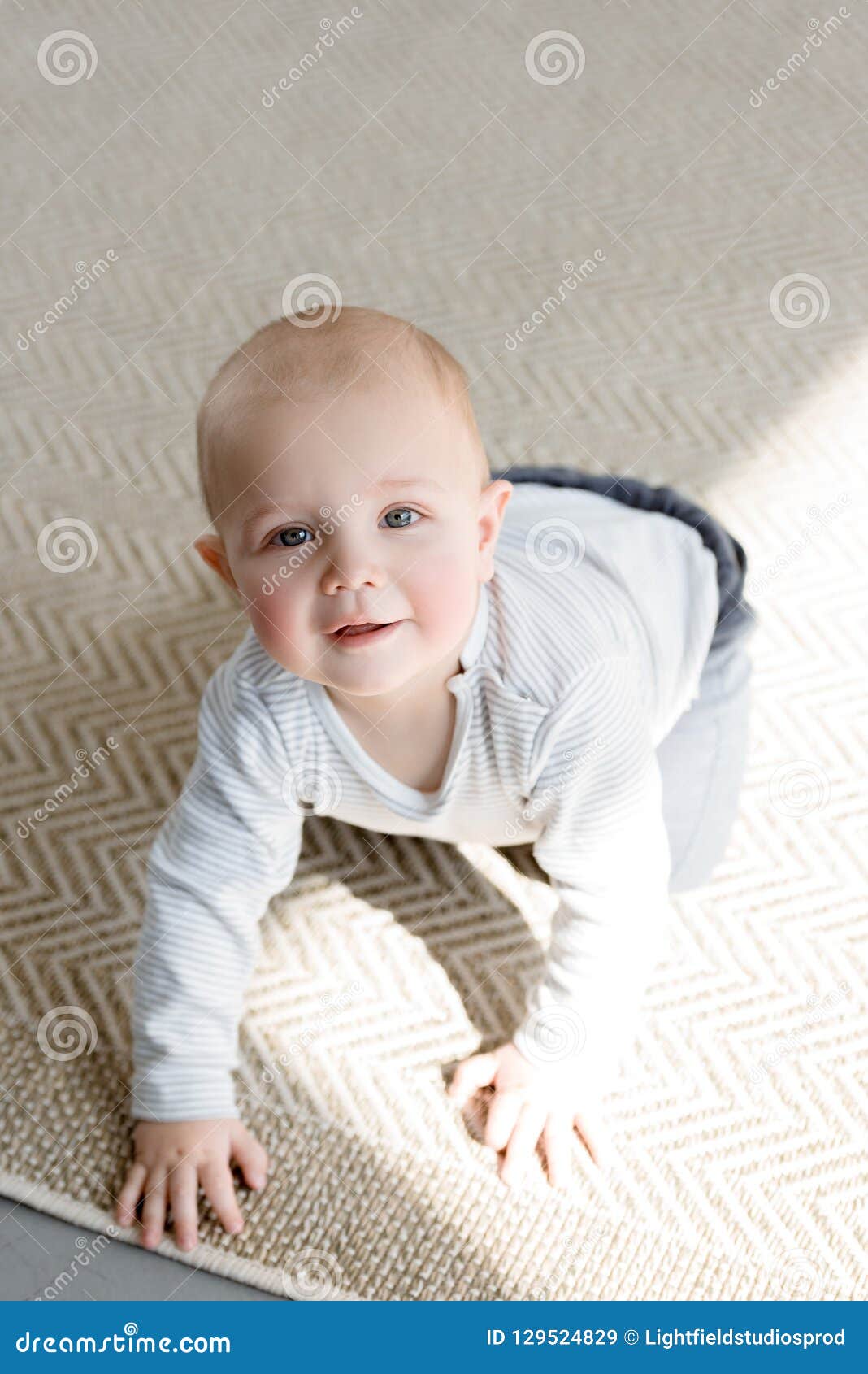 Adorable Smiling Little Boy Crawling Stock Image - Image of baby, crawl ...