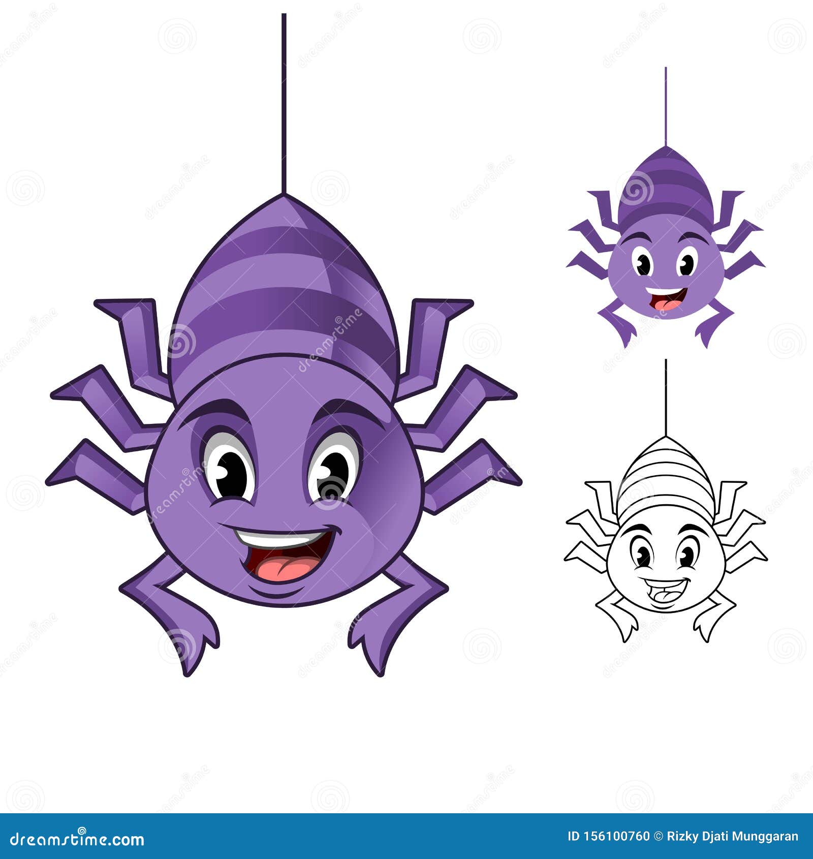 Adorable Spider Hanging on the Cobweb Thread Stock Vector ...