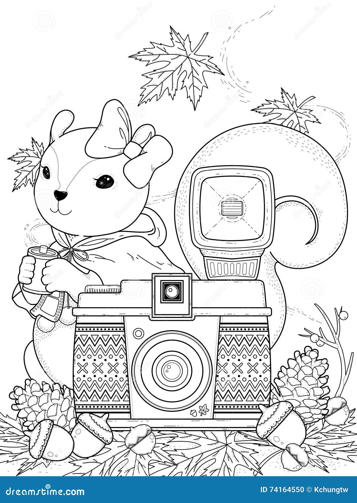 Adorable Squirrel Adult Coloring Page Stock Photography | CartoonDealer ...