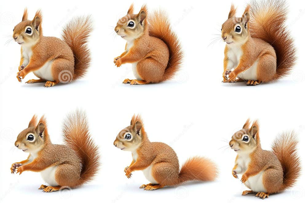 An Adorable Squirrel Posing in Various Adorable Poses on a Transparent ...