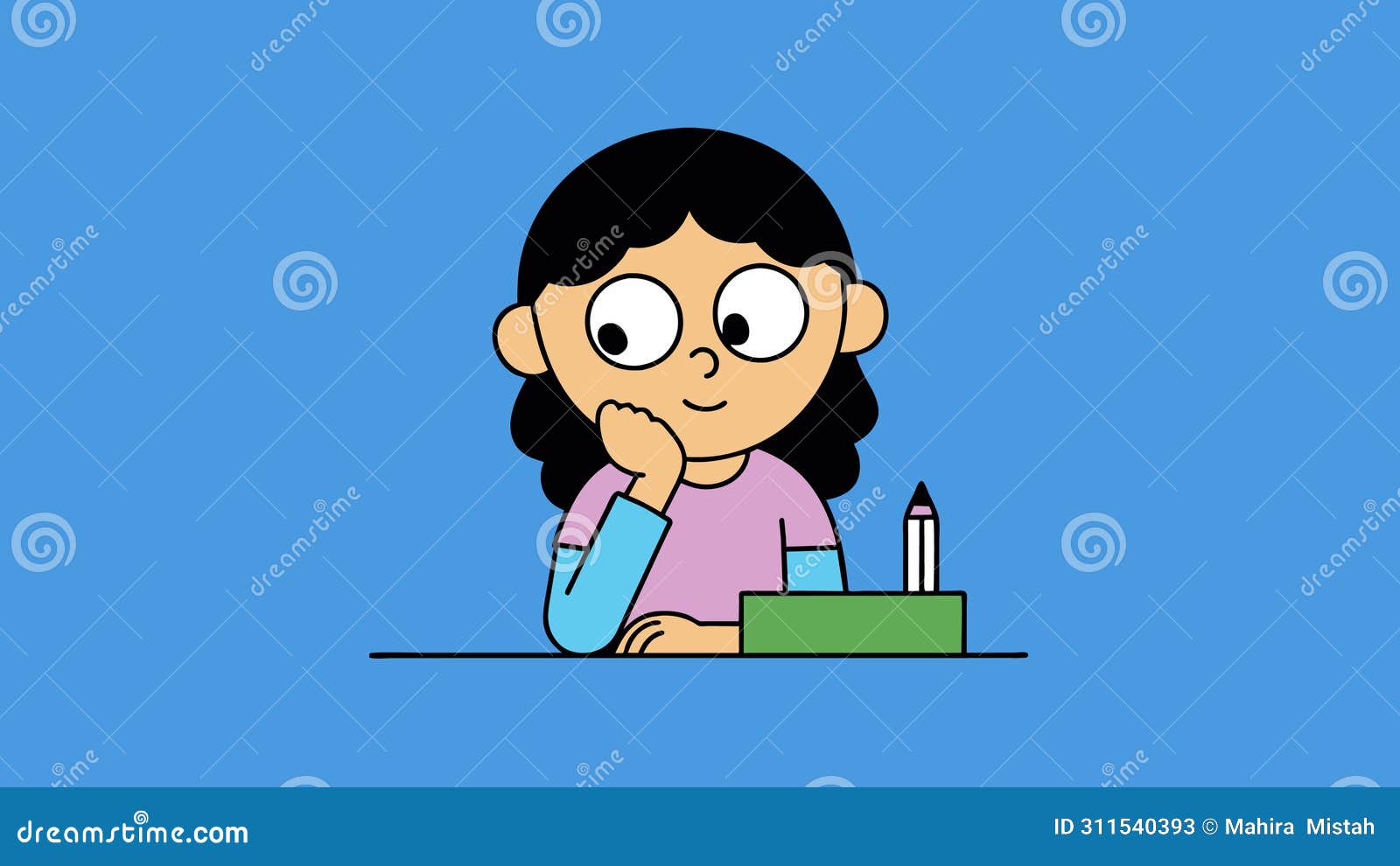 Adorable Student Contemplating Class Task Charming Girl in Thought ...