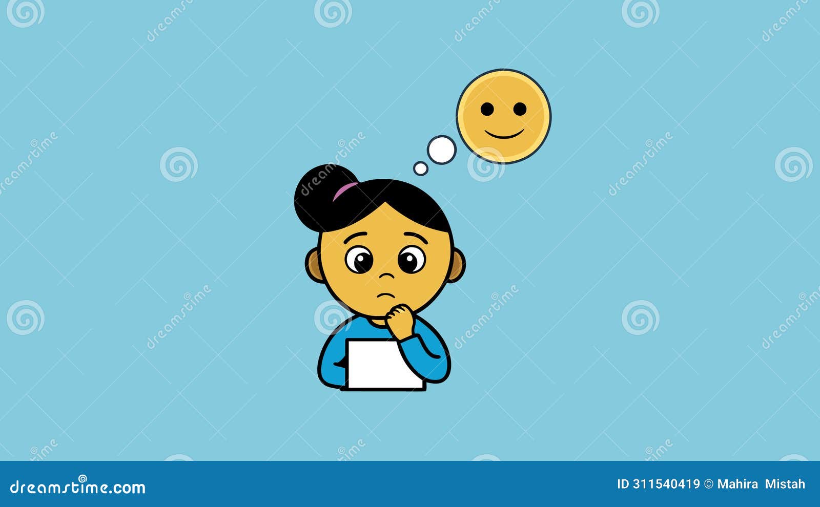 Adorable Student Contemplating Class Task Charming Girl in Thought ...