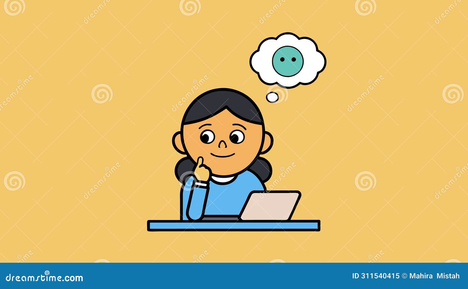 Adorable Student Contemplating Class Task Charming Girl in Thought ...