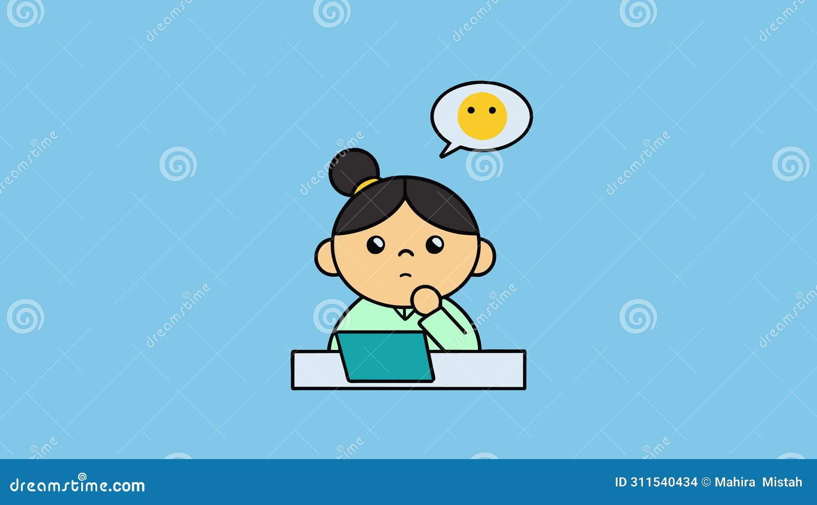 Adorable Student Contemplating Class Task Charming Girl in Thought ...