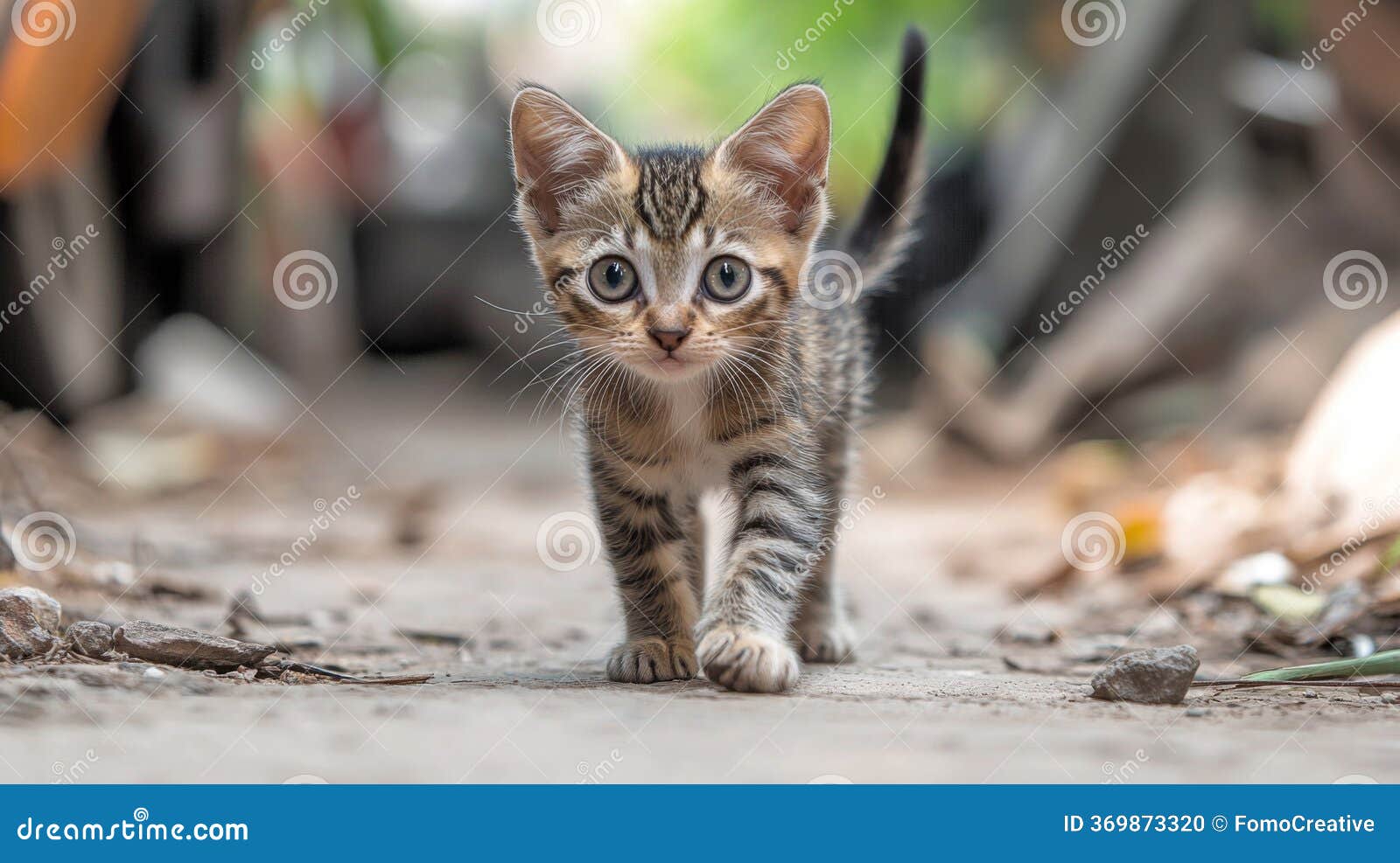 Adorable Tabby Kitten Meows With Mouth Open, Sitting On Hay Bale In ...
