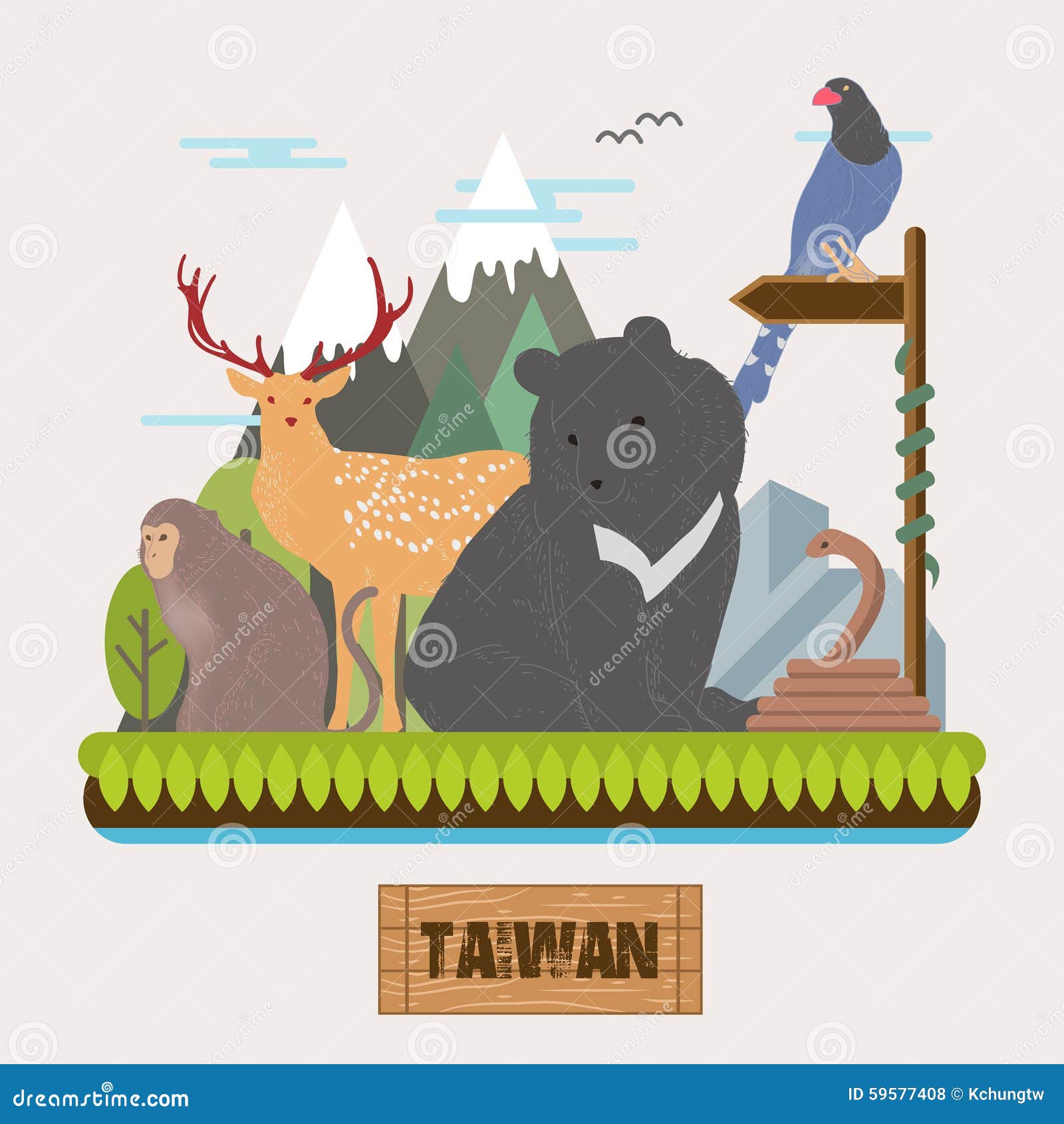 Adorable Taiwan Endemic Species Collection Stock Vector - Illustration ...