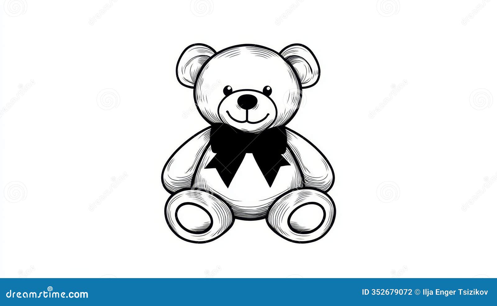 Adorable Teddy Bear Line Art Illustration for Coloring, Vector ...