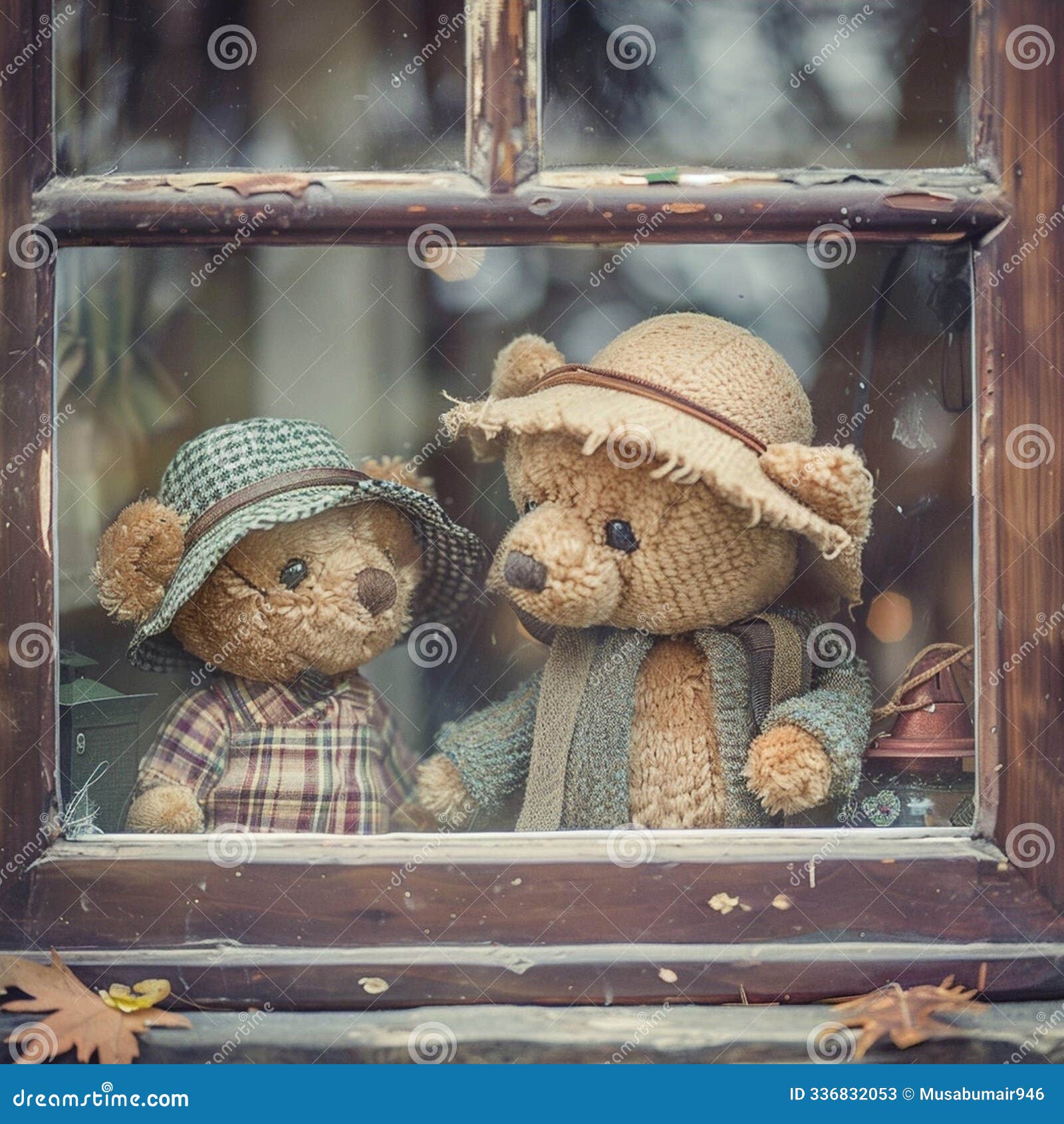 Adorable Teddy Bears in Stylish Window Display Stock Illustration ...