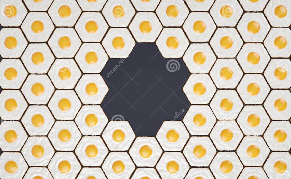 Hexagonal Pattern Made of Fried Eggs, with Space for Titles #2 Stock ...
