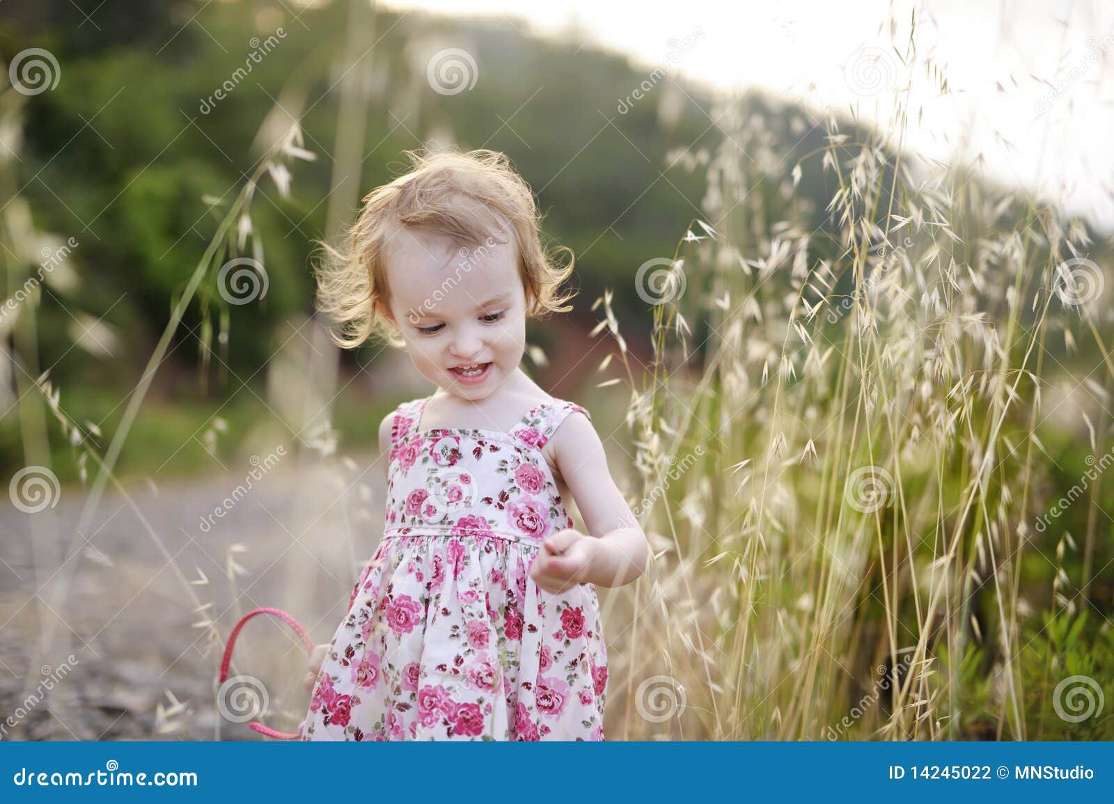 Adorable toddler girl stock photo. Image of golden, flower - 14245022
