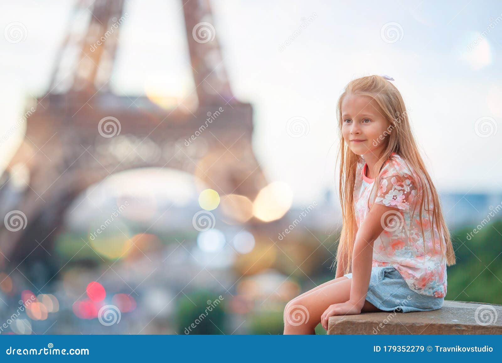 Adorable Toddler Girl in Paris Background the Eiffel Tower during ... Adorable Toddler Girl in Paris Background the Eiffel Tower during ...
