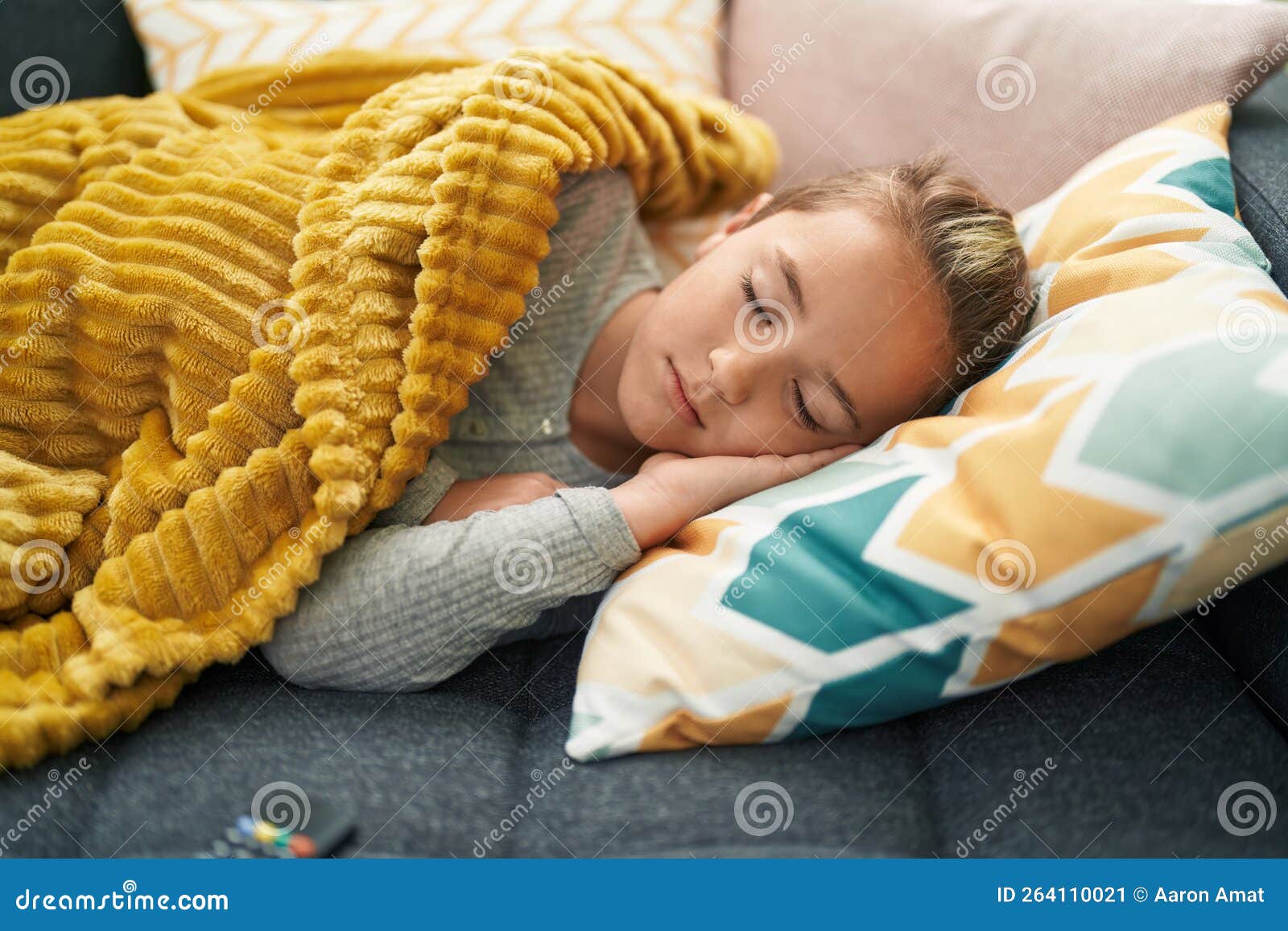 Adorable Toddler Lying on Sofa Sleeping at Home Stock Image - Image of ...