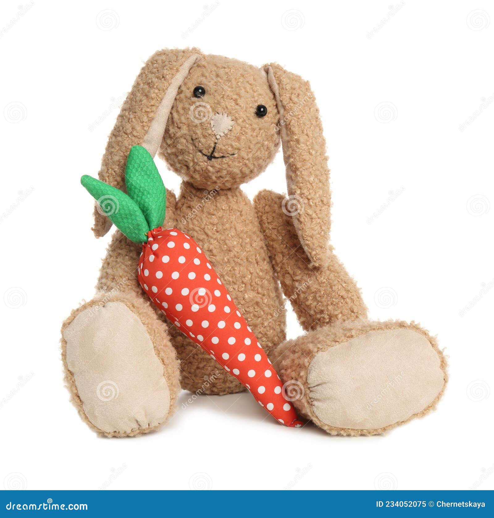 Adorable Toy Bunny and Carrot on White Background Stock Image - Image ...