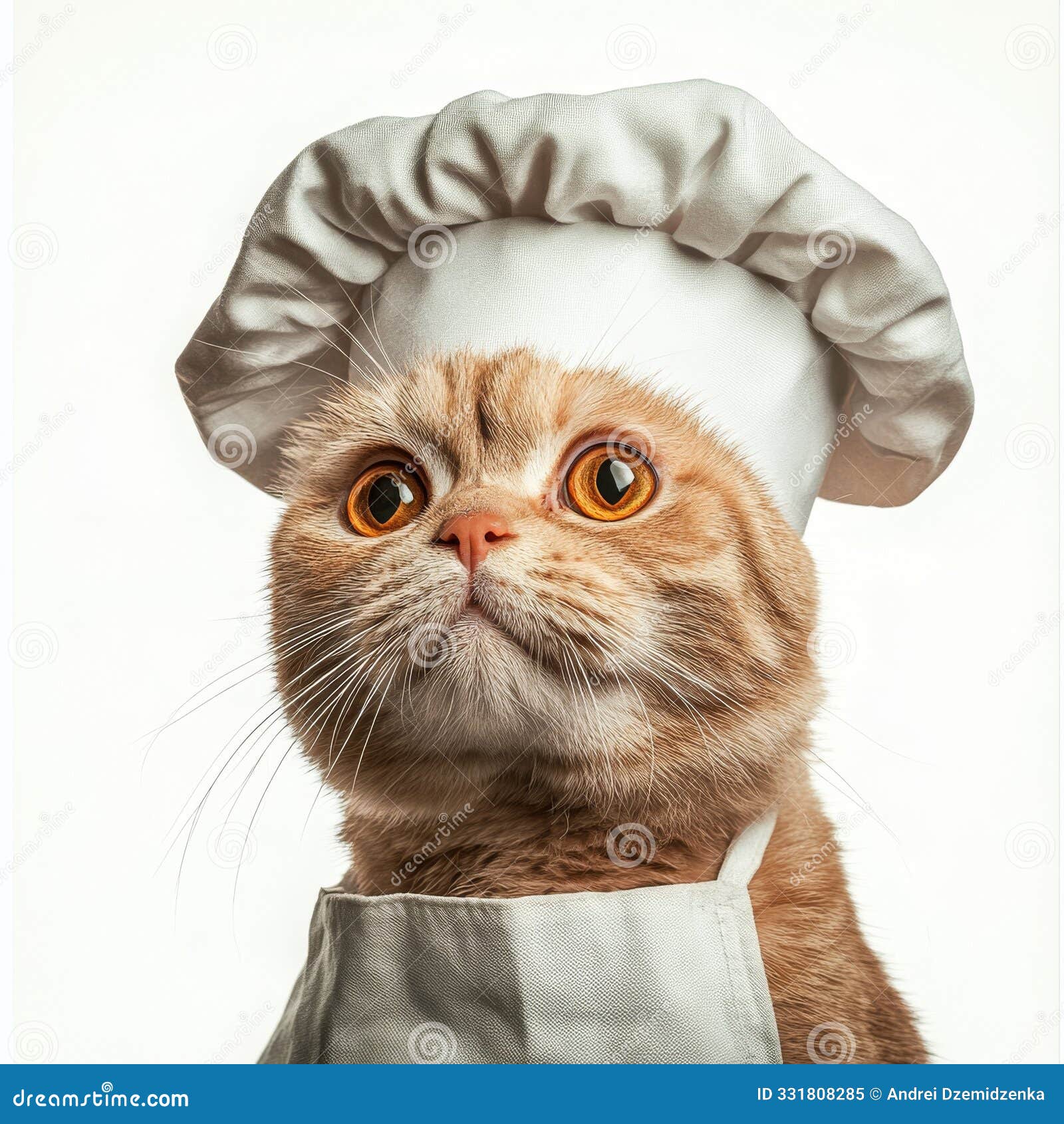 An Adorable Transparent Tabby Cat Wearing a Chefs Hat Stock Image ...