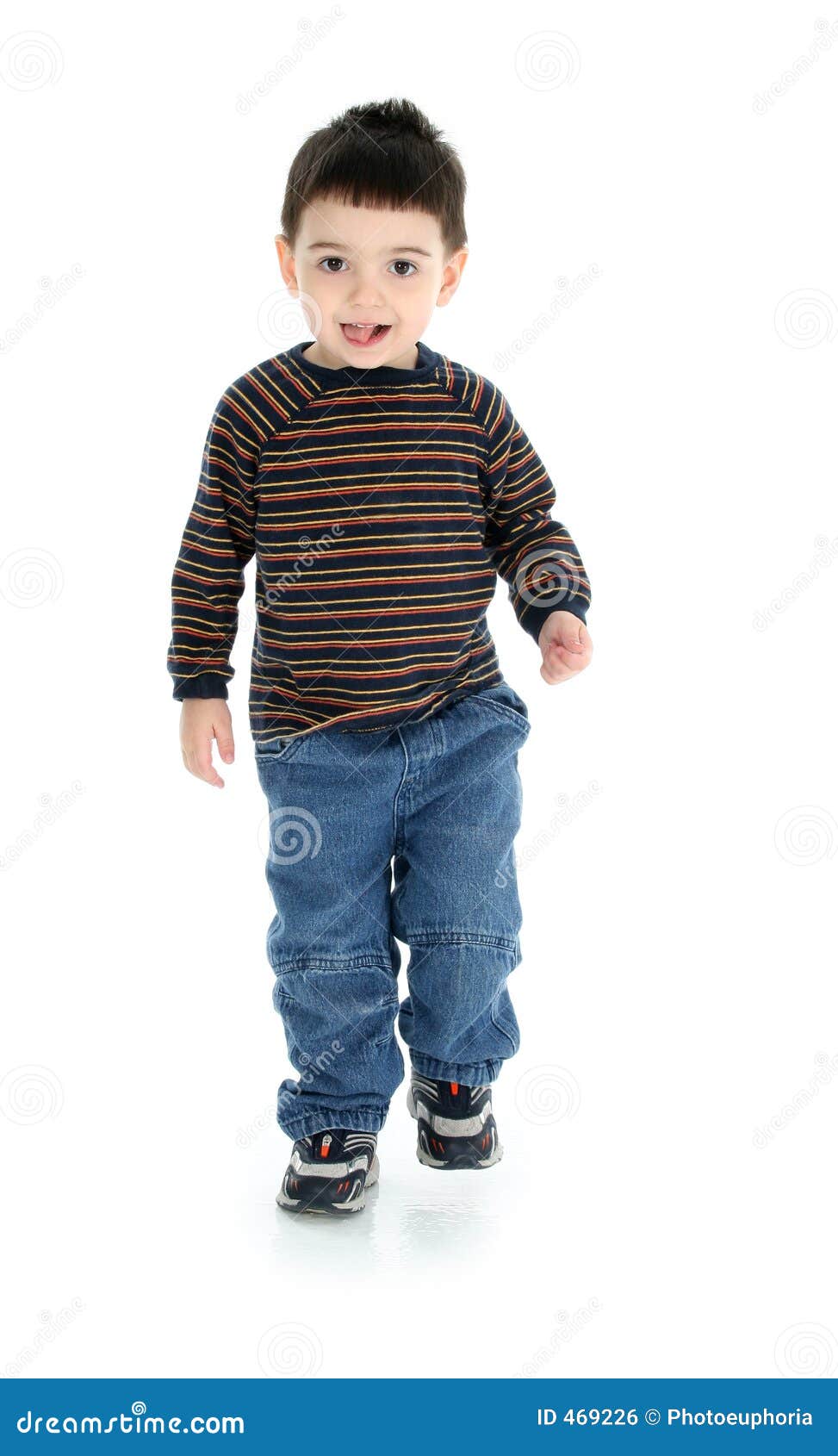 Adorable Two Year Old Walking Over White Stock Photo - Image of long ...