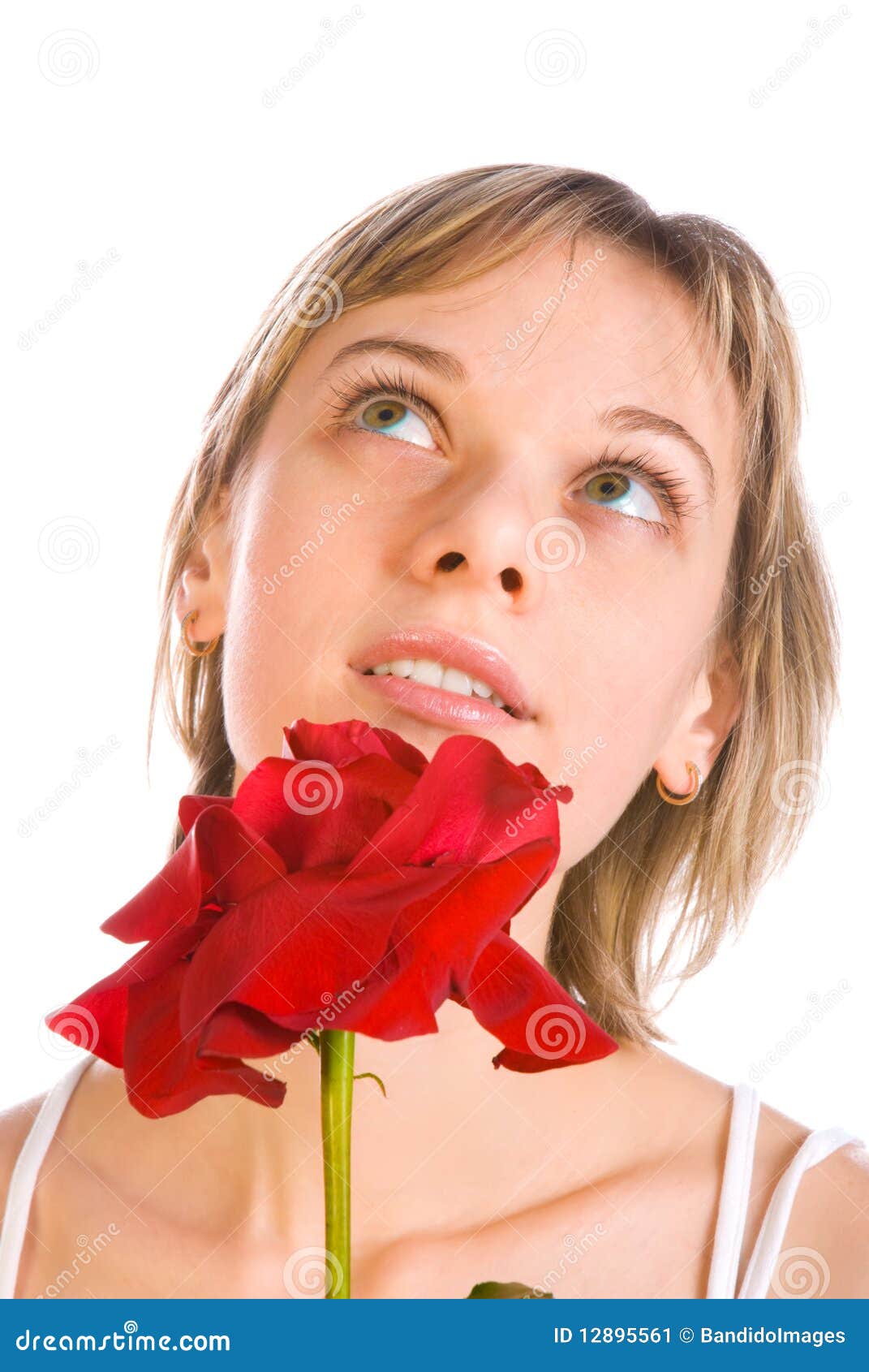 Adorable Woman with Flowers Stock Image - Image of holiday, adult: 12895561