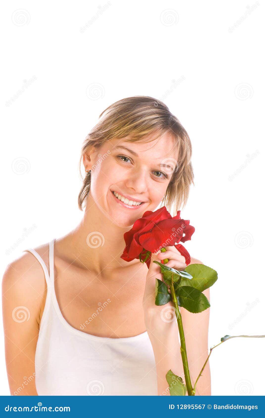 Adorable Woman with Flowers Stock Image - Image of heart, beauty: 12895567