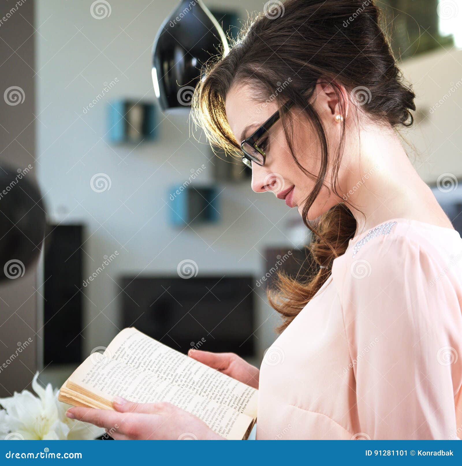 Adorable Woman Reading a Novel Stock Image - Image of portrait ...