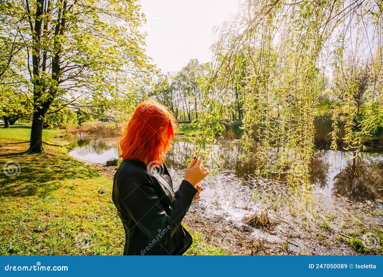 Adorable Young Girl Having Fun in a Spring Park in Sunny Day. Stock ...