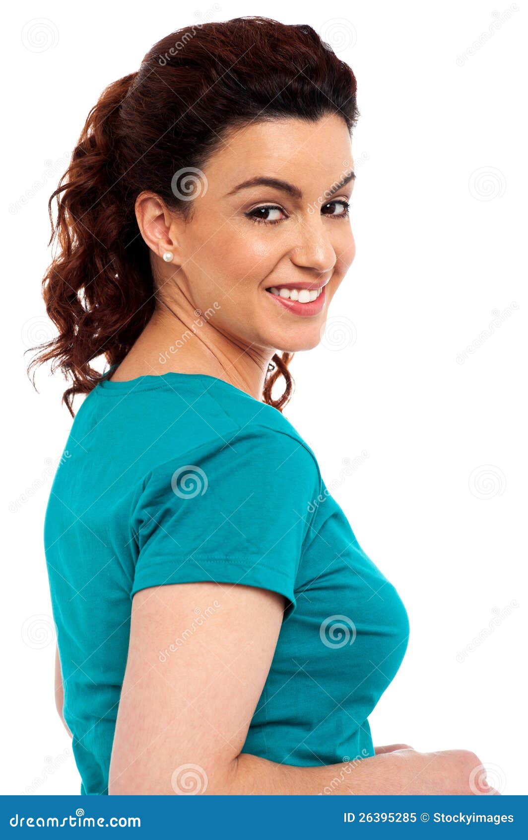 Adorable Young Pretty Woman Turning Back Stock Image - Image of ...
