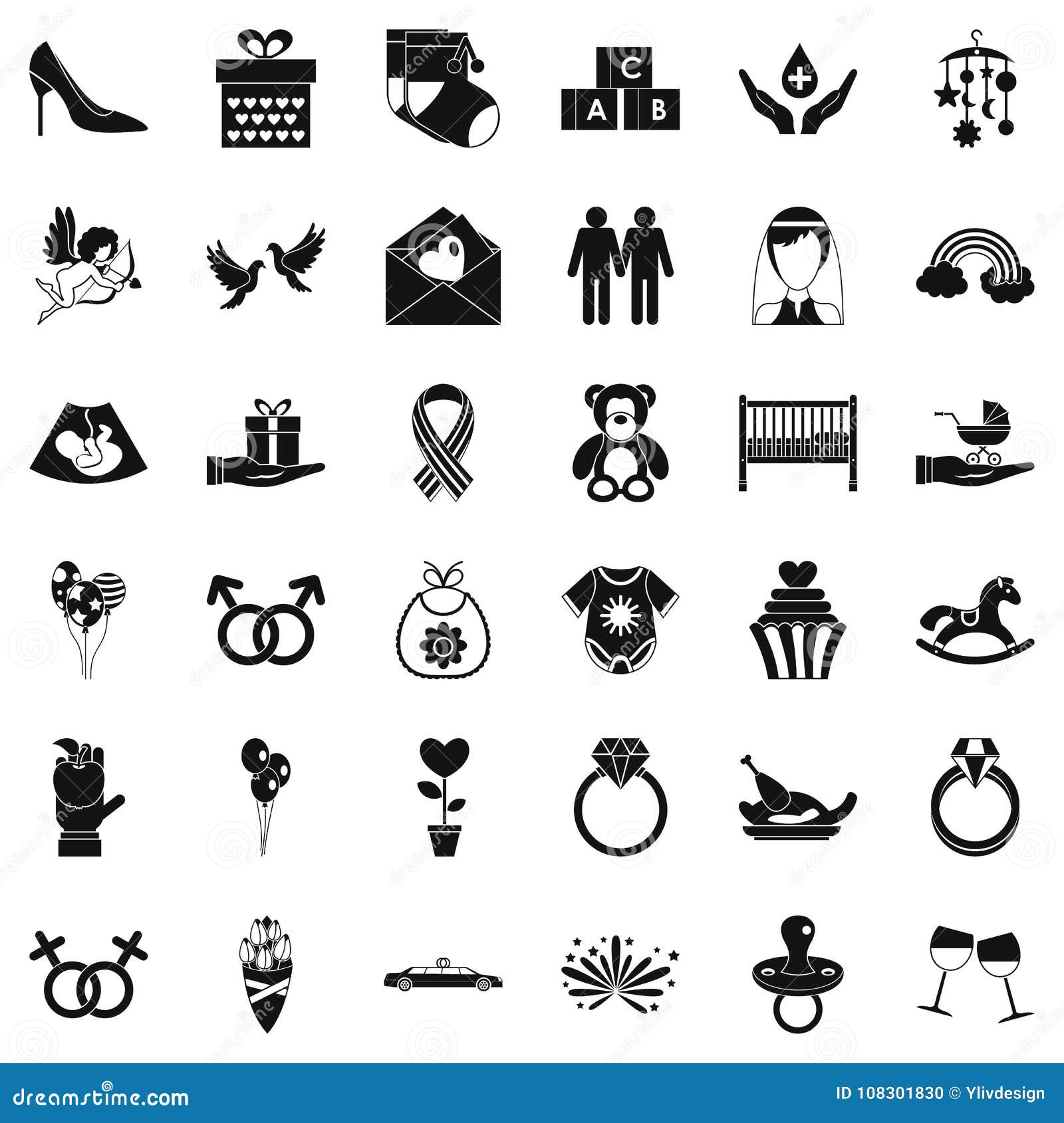 Adore Icons Set, Simple Style Stock Vector - Illustration of happy ...