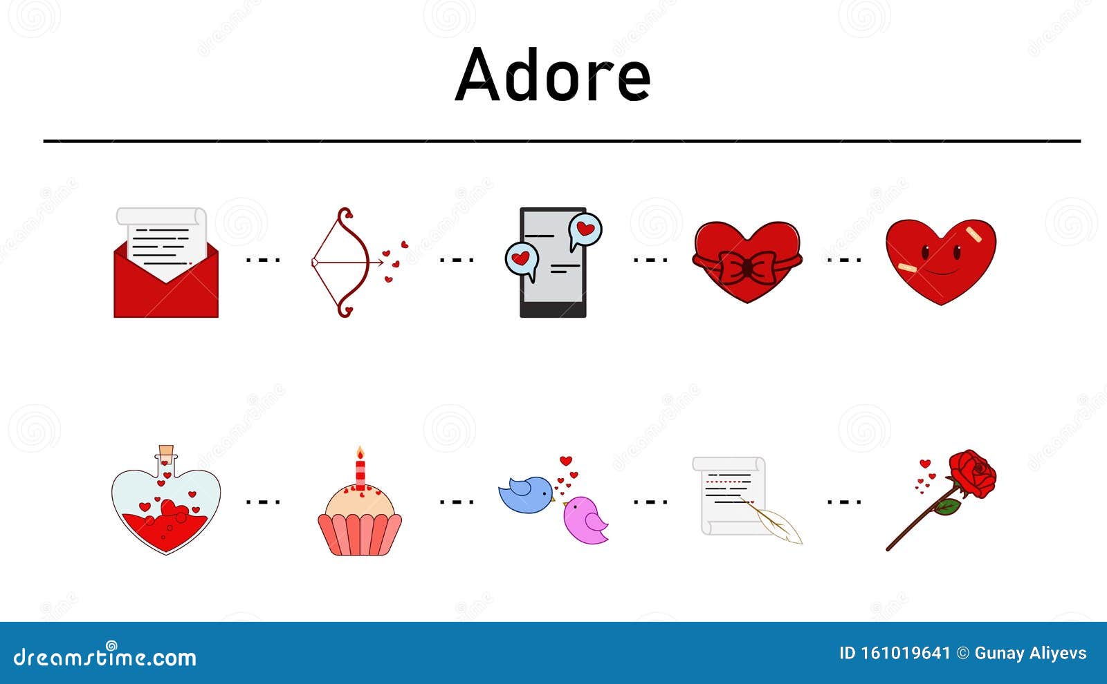 Adore Simple Concept Flat Icons Set Stock Illustration - Illustration ...