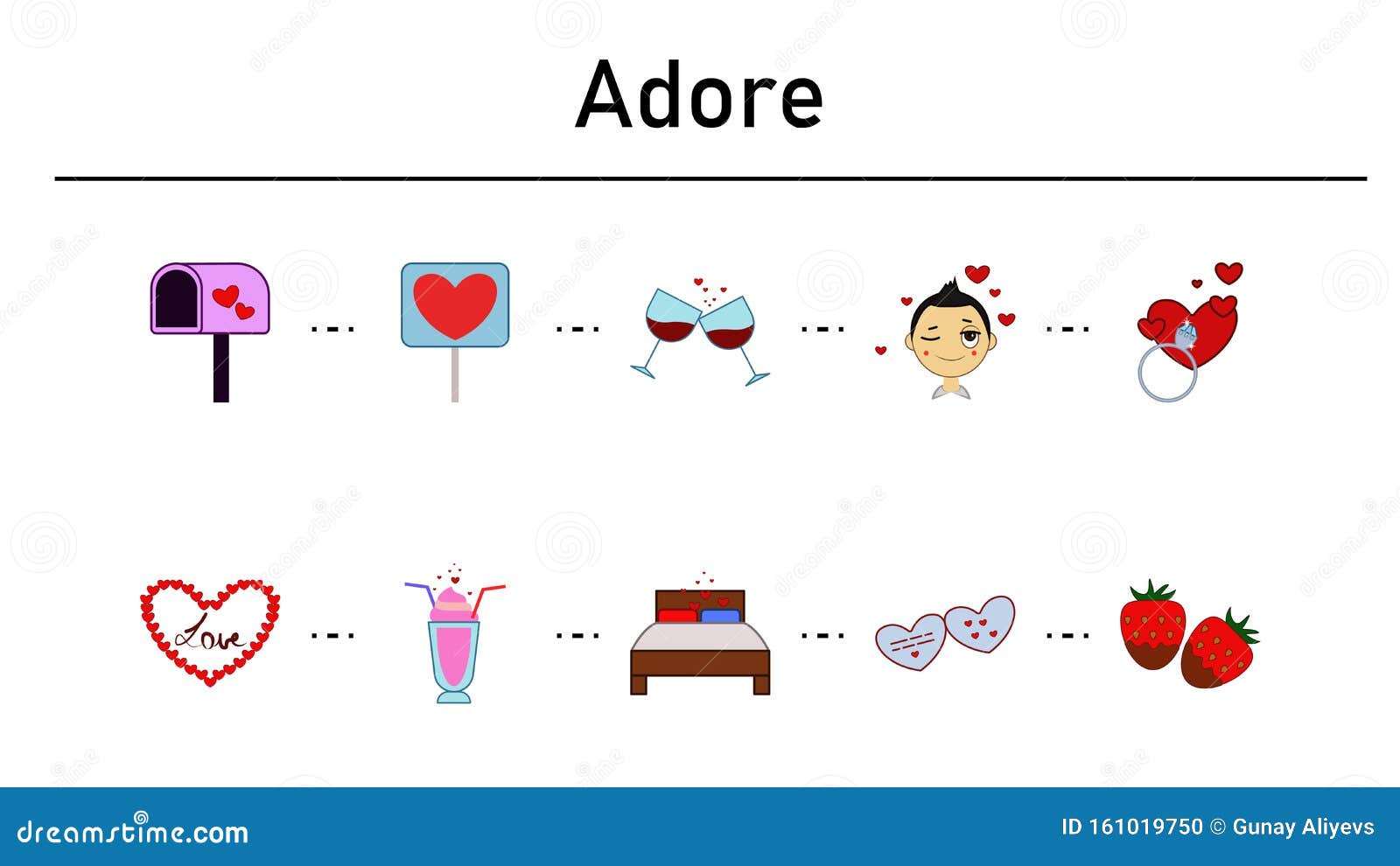 Adore Simple Concept Flat Icons Set Stock Illustration - Illustration ...