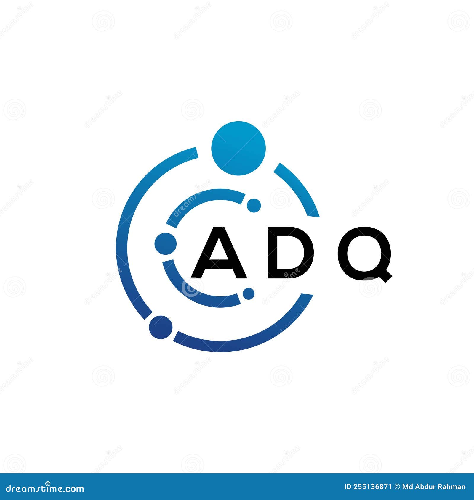 ADQ Letter Logo Design on Black Background. ADQ Creative Initials ...