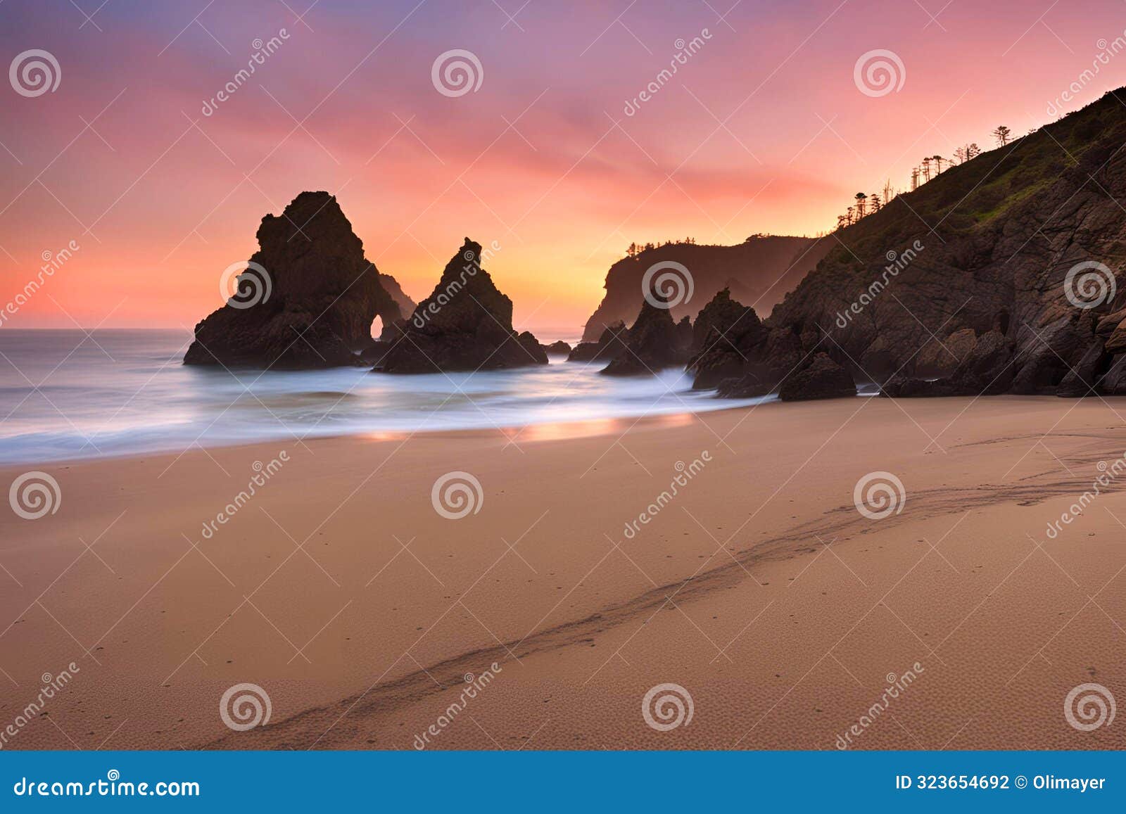 Adraga Beach At Beautiful Sunset Sky Background. Royalty-Free Stock ... Adraga Beach At Beautiful Sunset Sky Background. Royalty-Free Stock ...