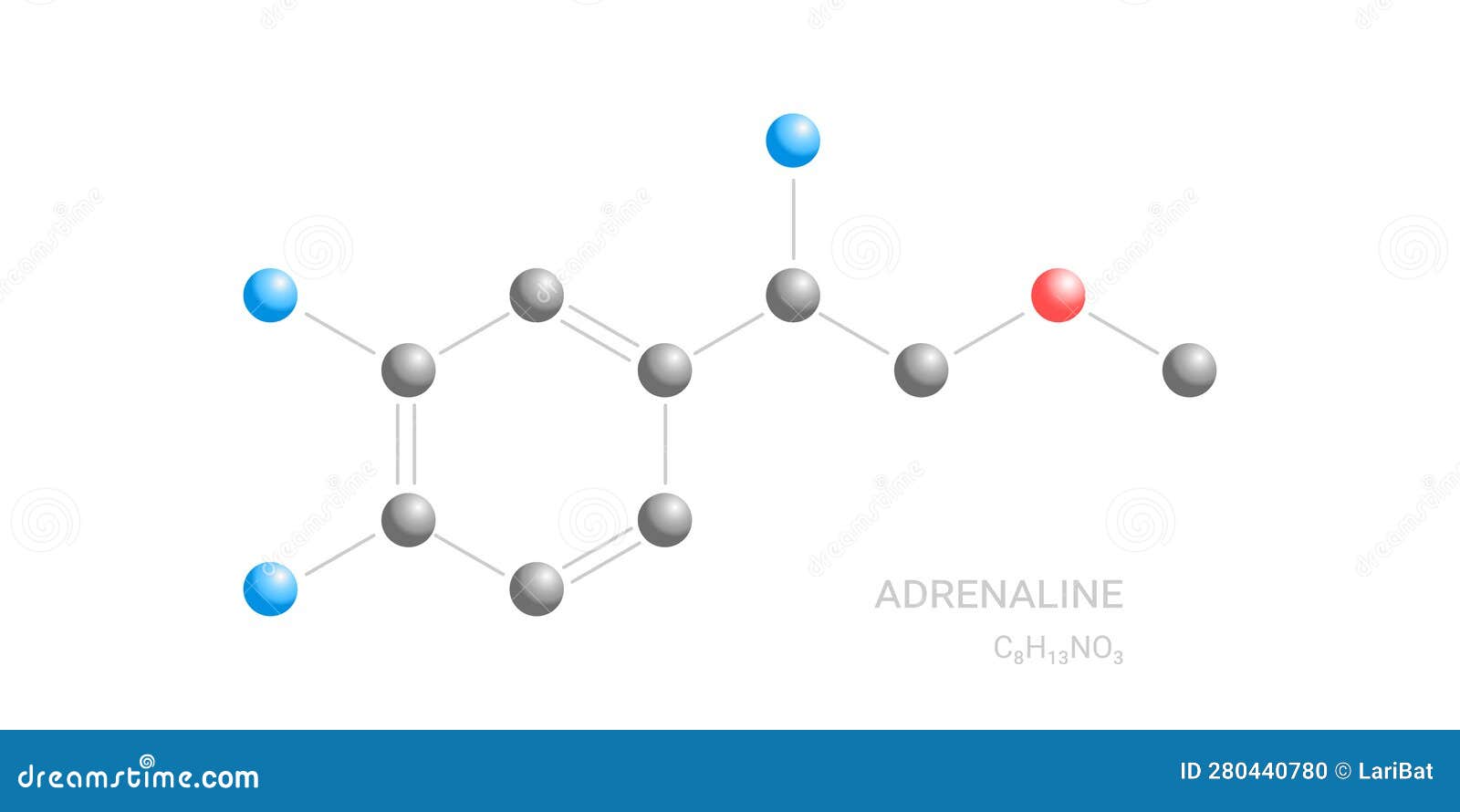Adrenaline or Adrenalin, Epinephrine Neurotransmitter Molecule ...